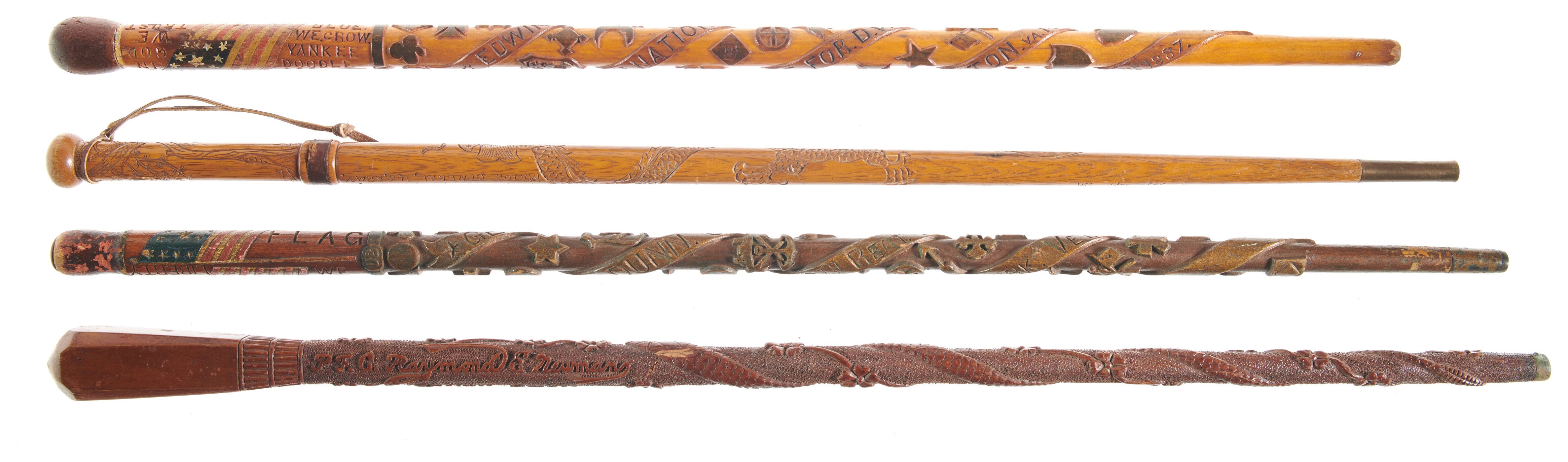 Four U.S. Military Related Relief Carved Canes | Rock Island Auction