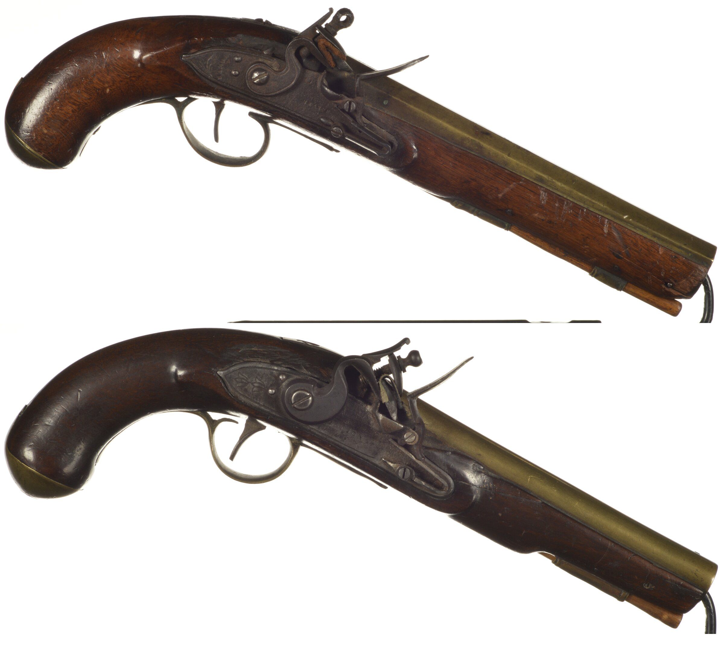 Two English Brass Barrel Flintlock Trade Pistols | Rock Island Auction