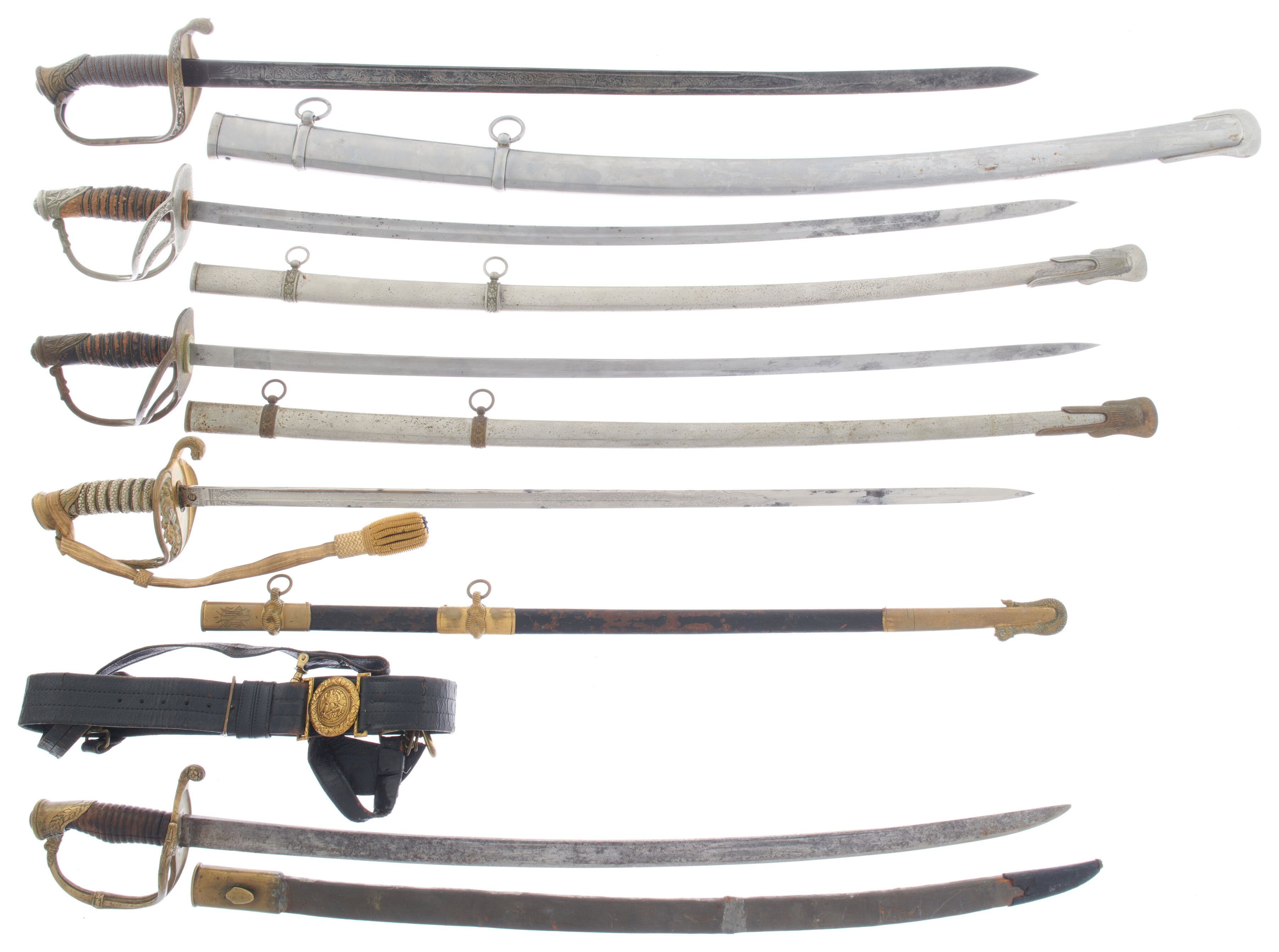 Five American Style Swords with Scabbards | Rock Island Auction