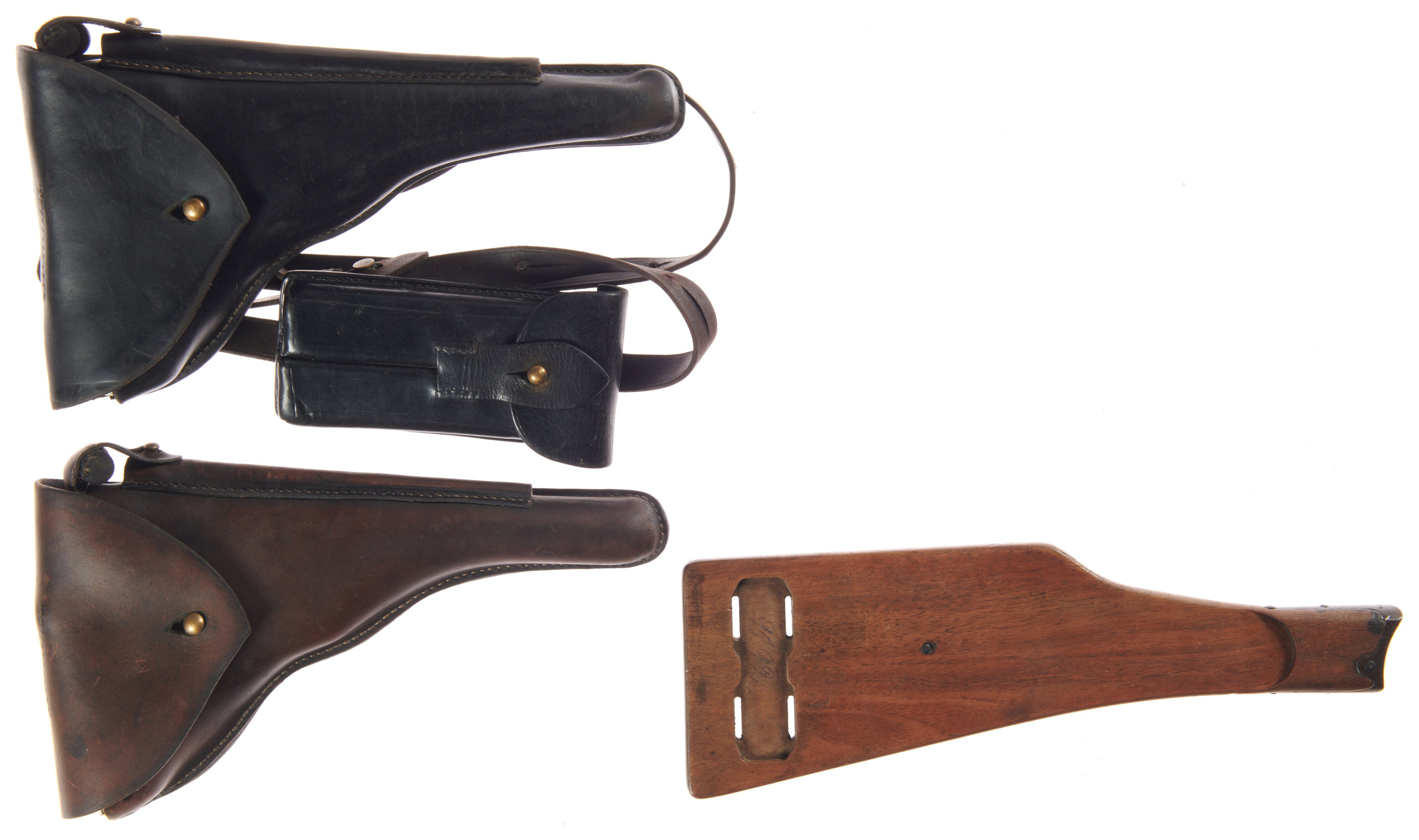 Two German Style Luger Holsters and One Navy Shoulder Stock | Rock ...