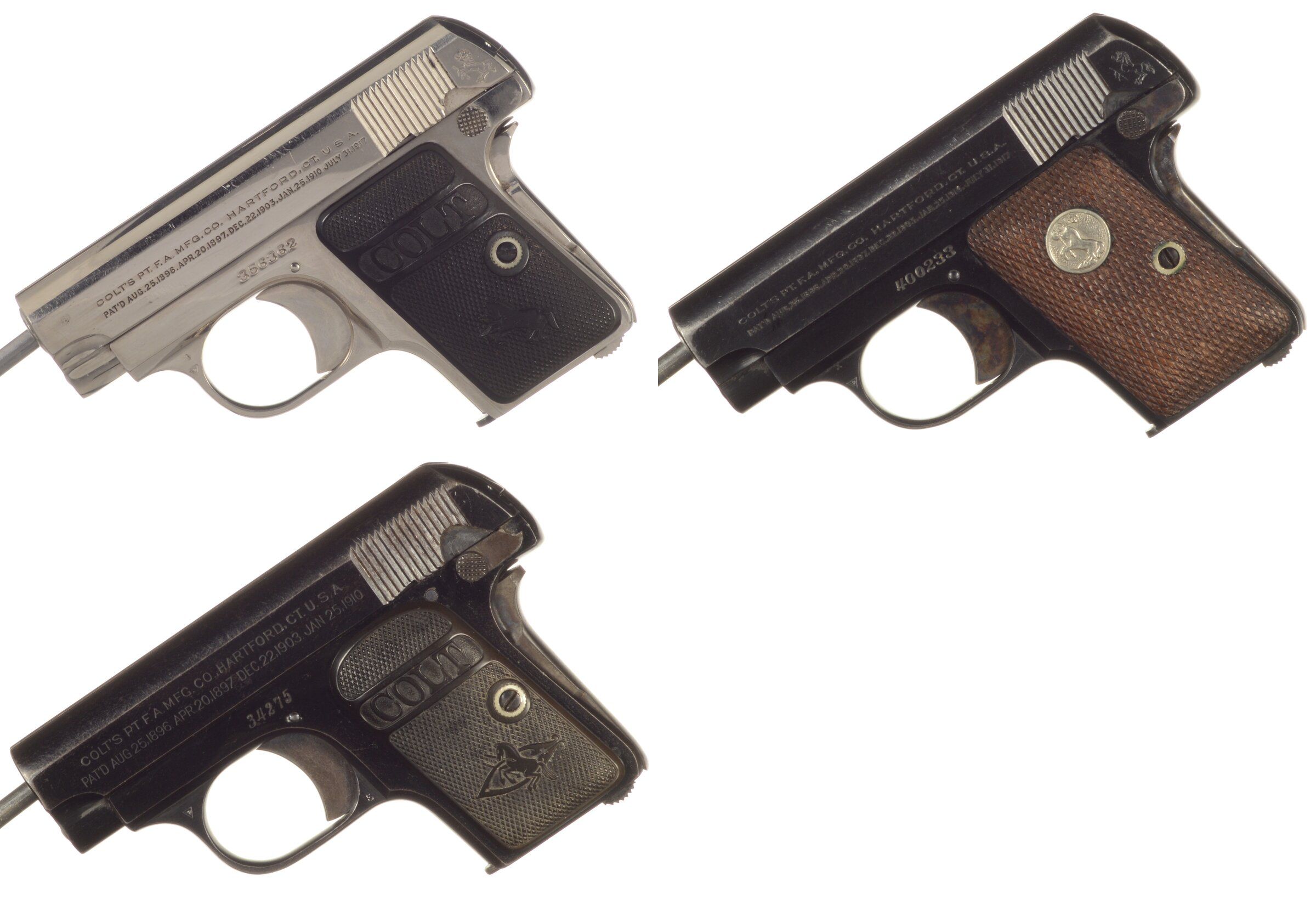Three Colt Hammerless Semi-Automatic Pistols | Rock Island Auction