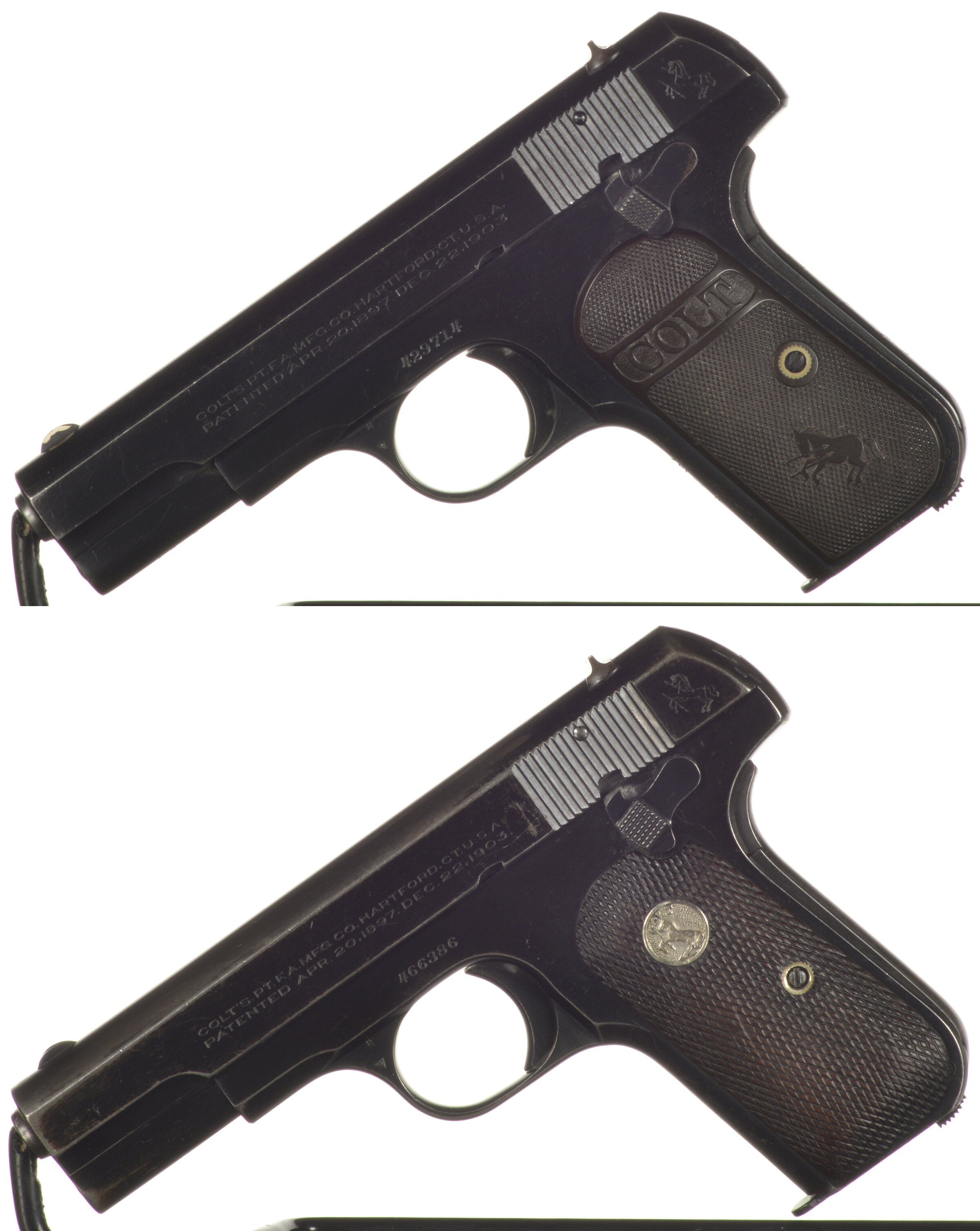 Two Colt Model Pocket Hammerless Semi-Automatic Pistols | Rock Island ...