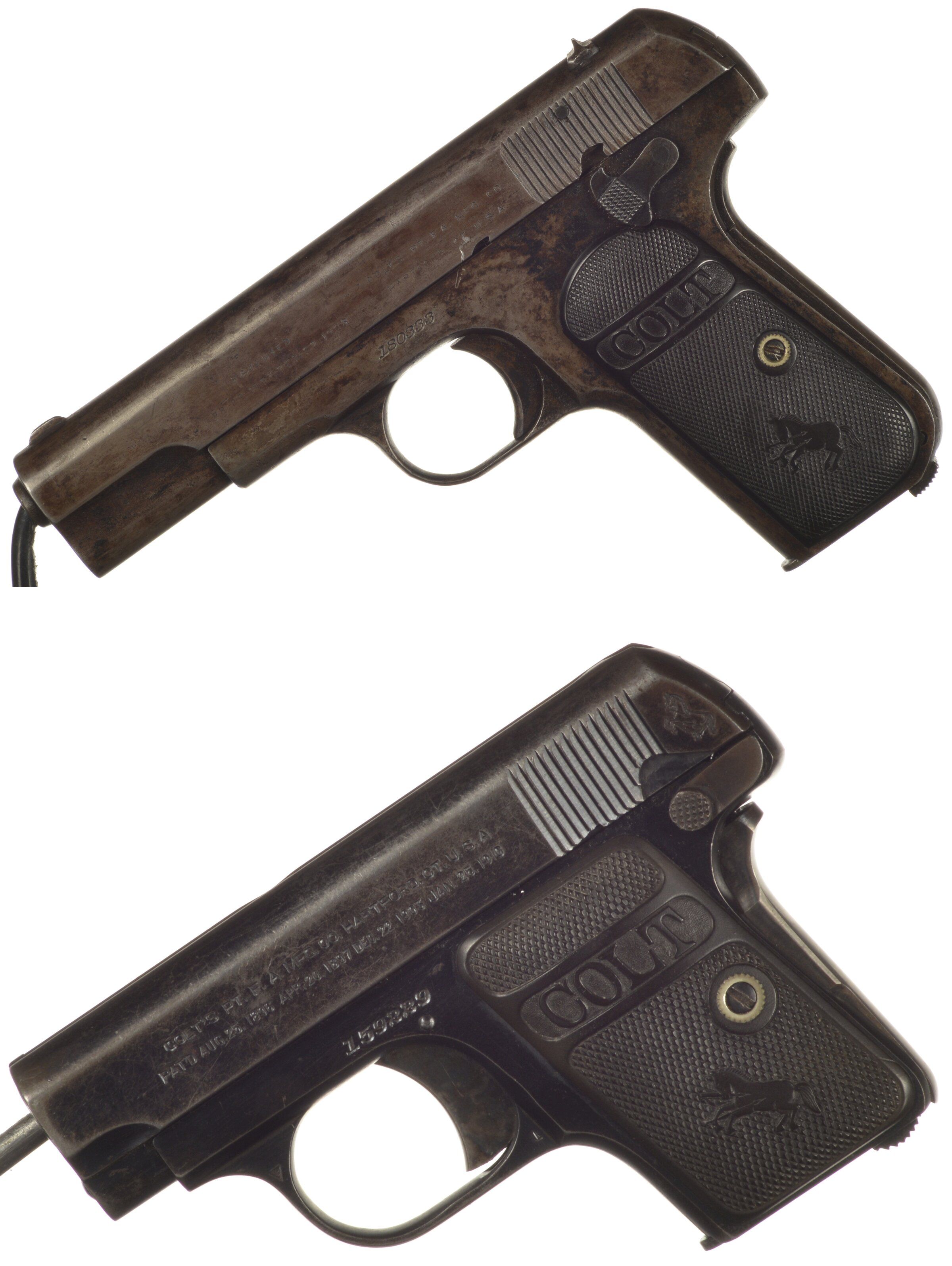 Two Colt Model Pocket Hammerless Semi-Automatic Pistols | Rock Island ...