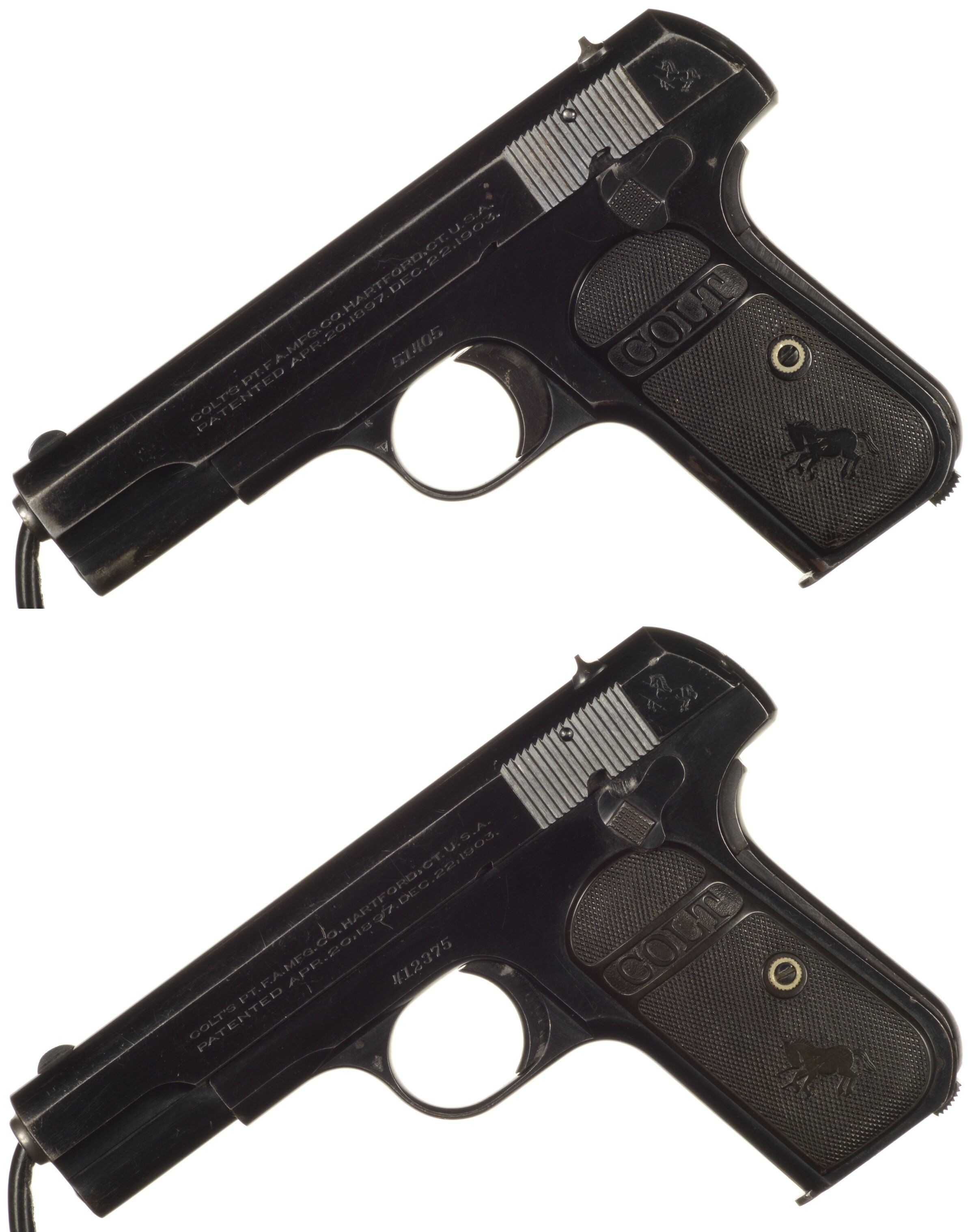Two Colt Pocket Hammerless Semi-Automatic Pistols | Rock Island Auction
