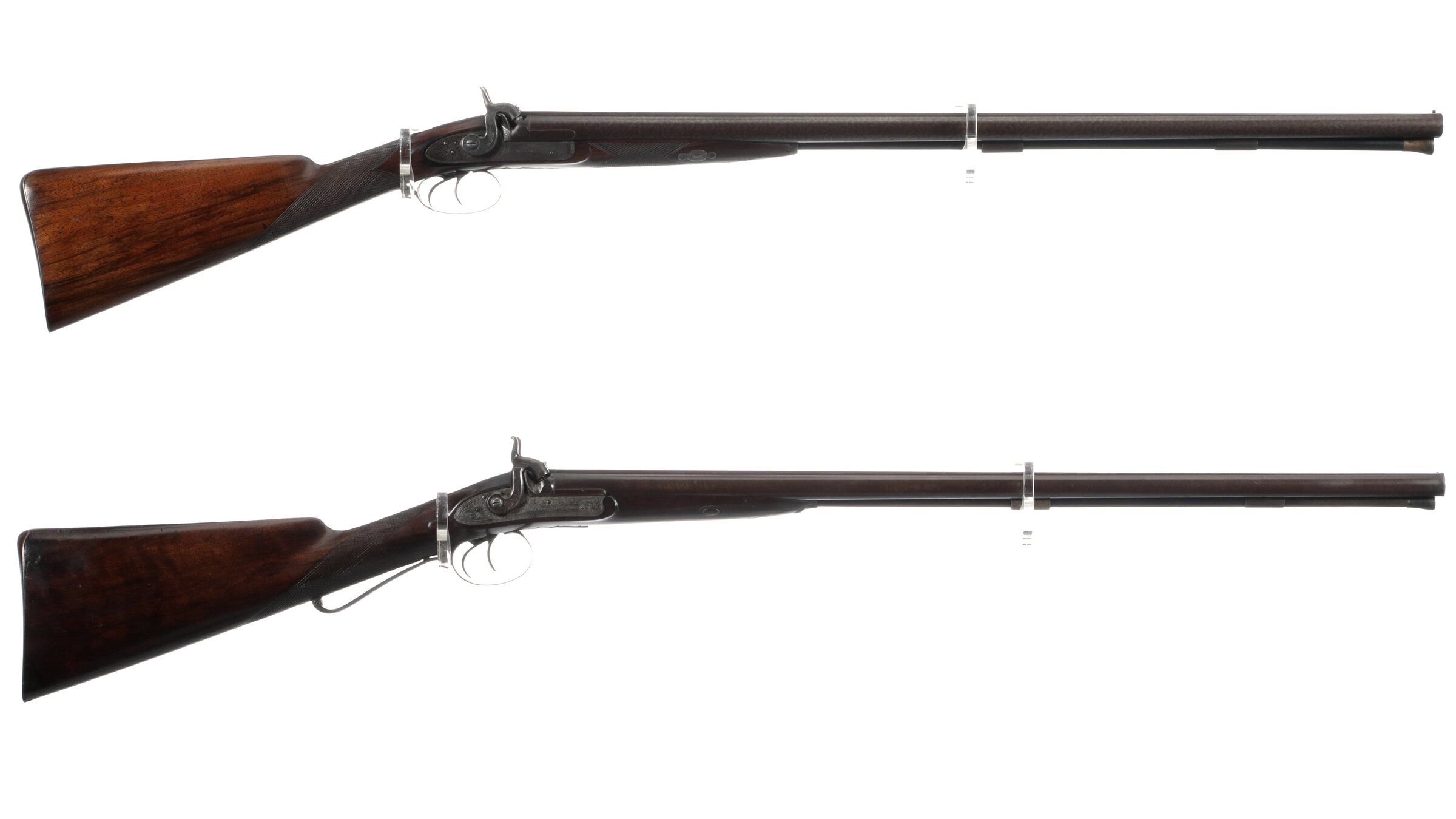 Two Engraved English Double Barrel Percussion Shotguns | Rock Island ...