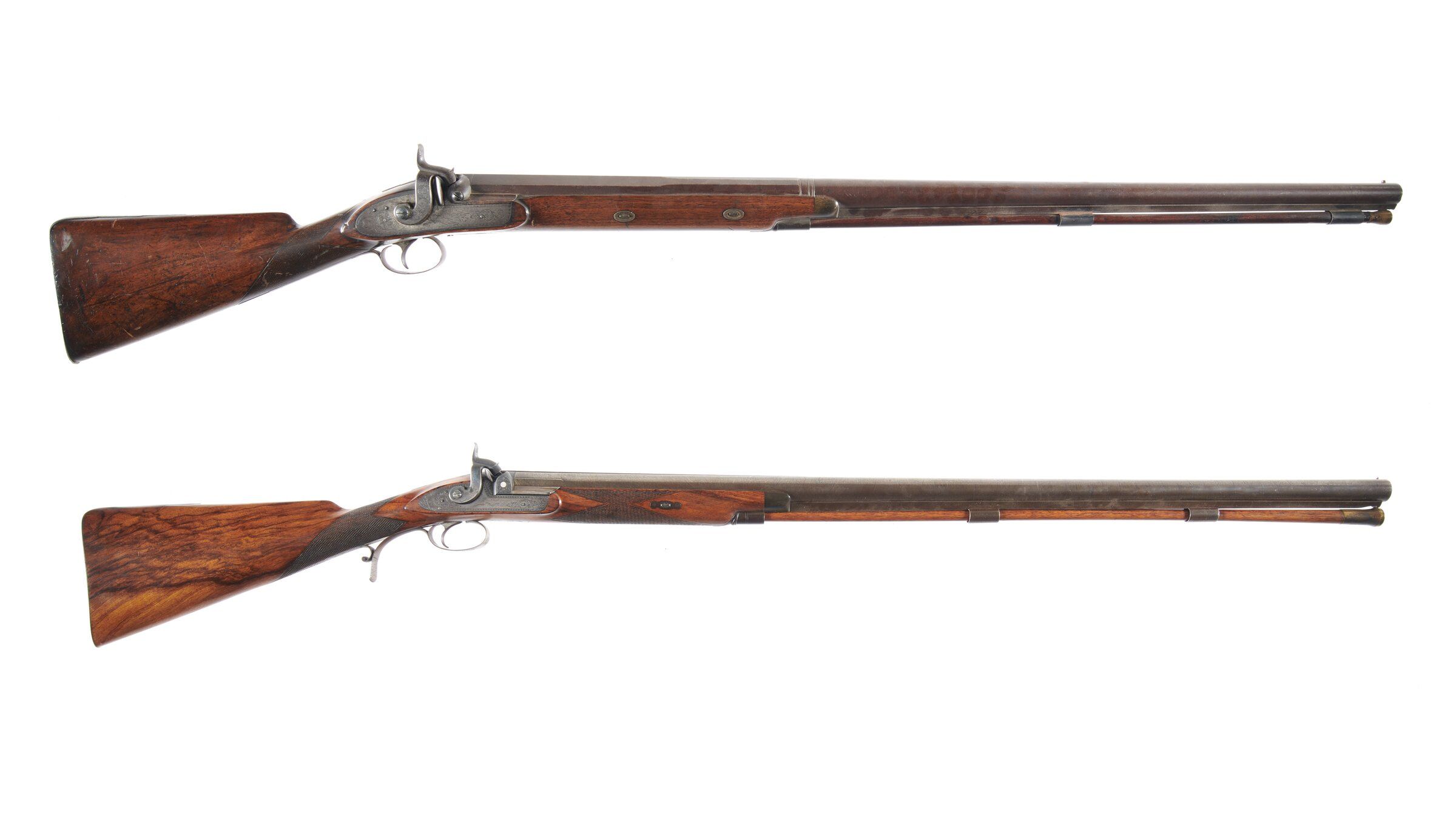 Two English Large Bore Single Barrel Percussion Shotguns Rock Island two-english-large-bore-single-barrel-percussion-shotguns-rock-island