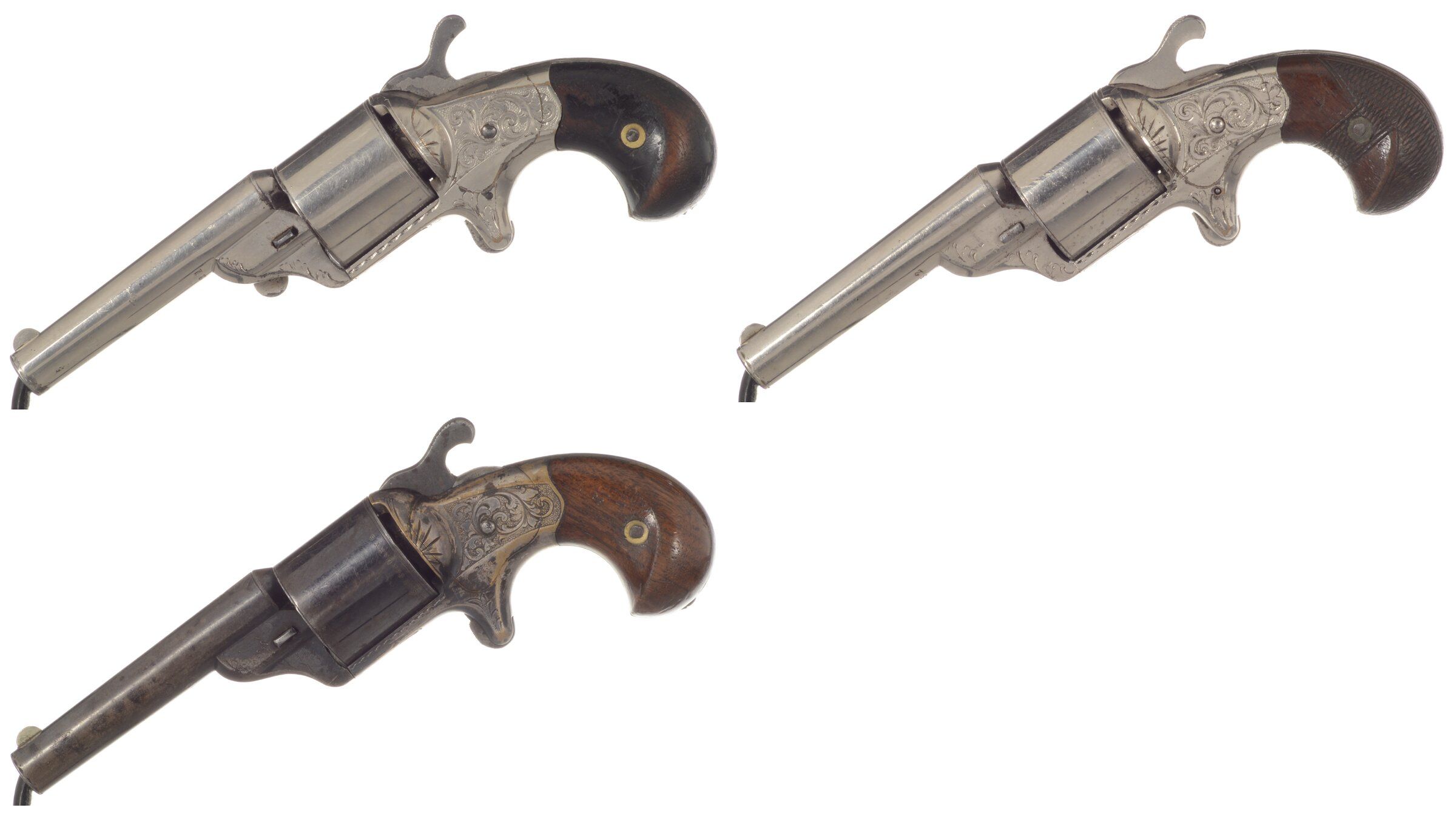 Three Engraved Moore Patent Front Loading Pocket Revolvers | Rock ...