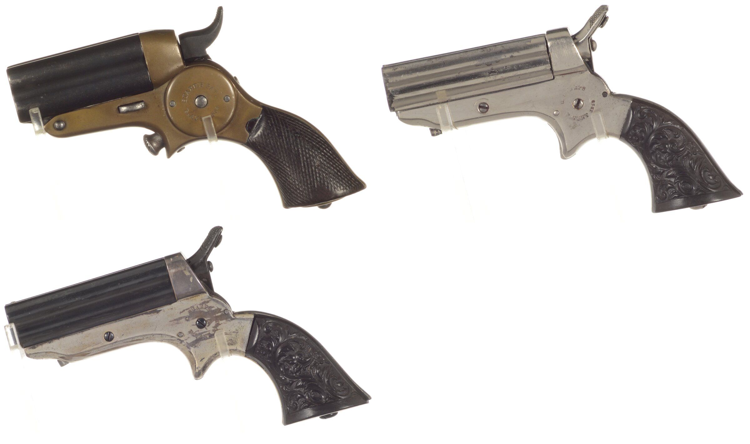 Three Antique American Four Barrel Pepperbox Pocket Pistols | Rock ...