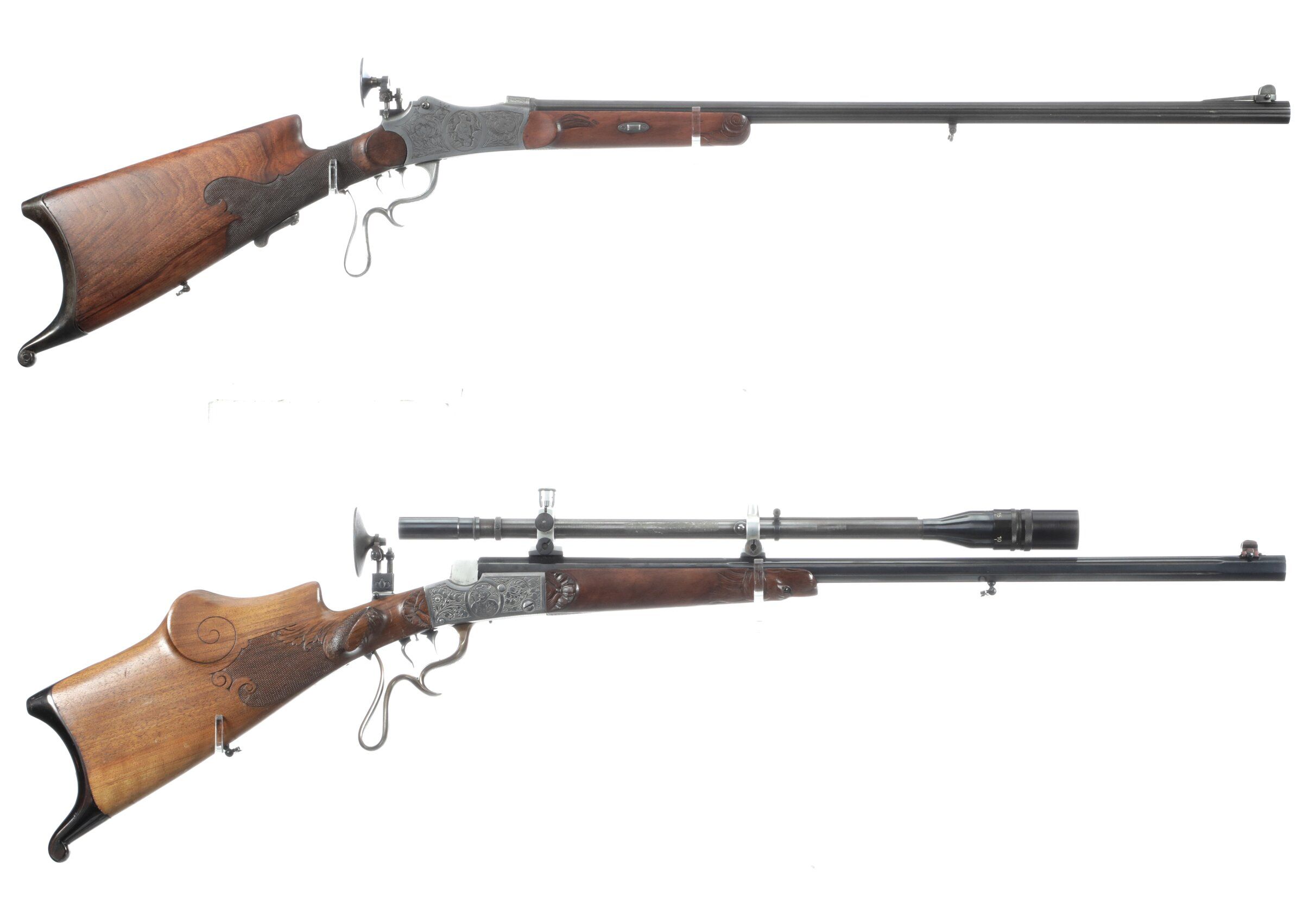 Two Engraved German Single Shot Schuetzen Rifles | Rock Island Auction