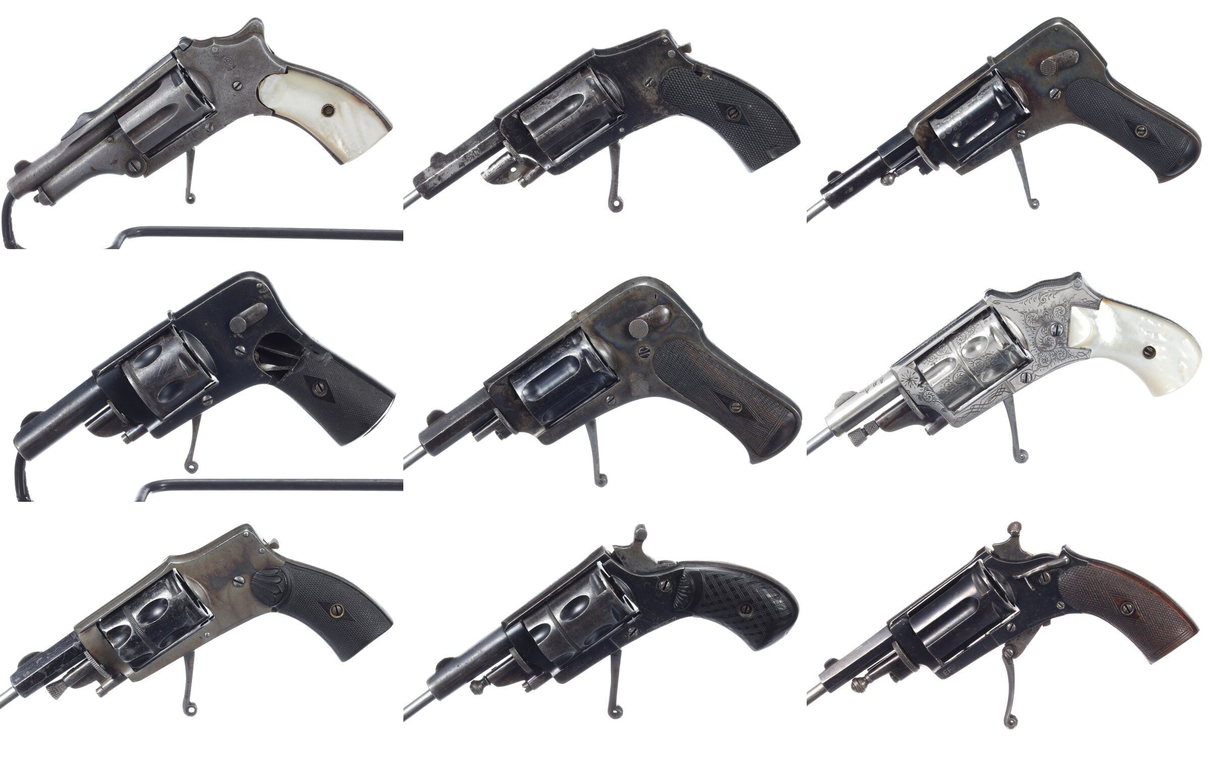 Nine European Velo Dog Folding Trigger Revolvers | Rock Island Auction