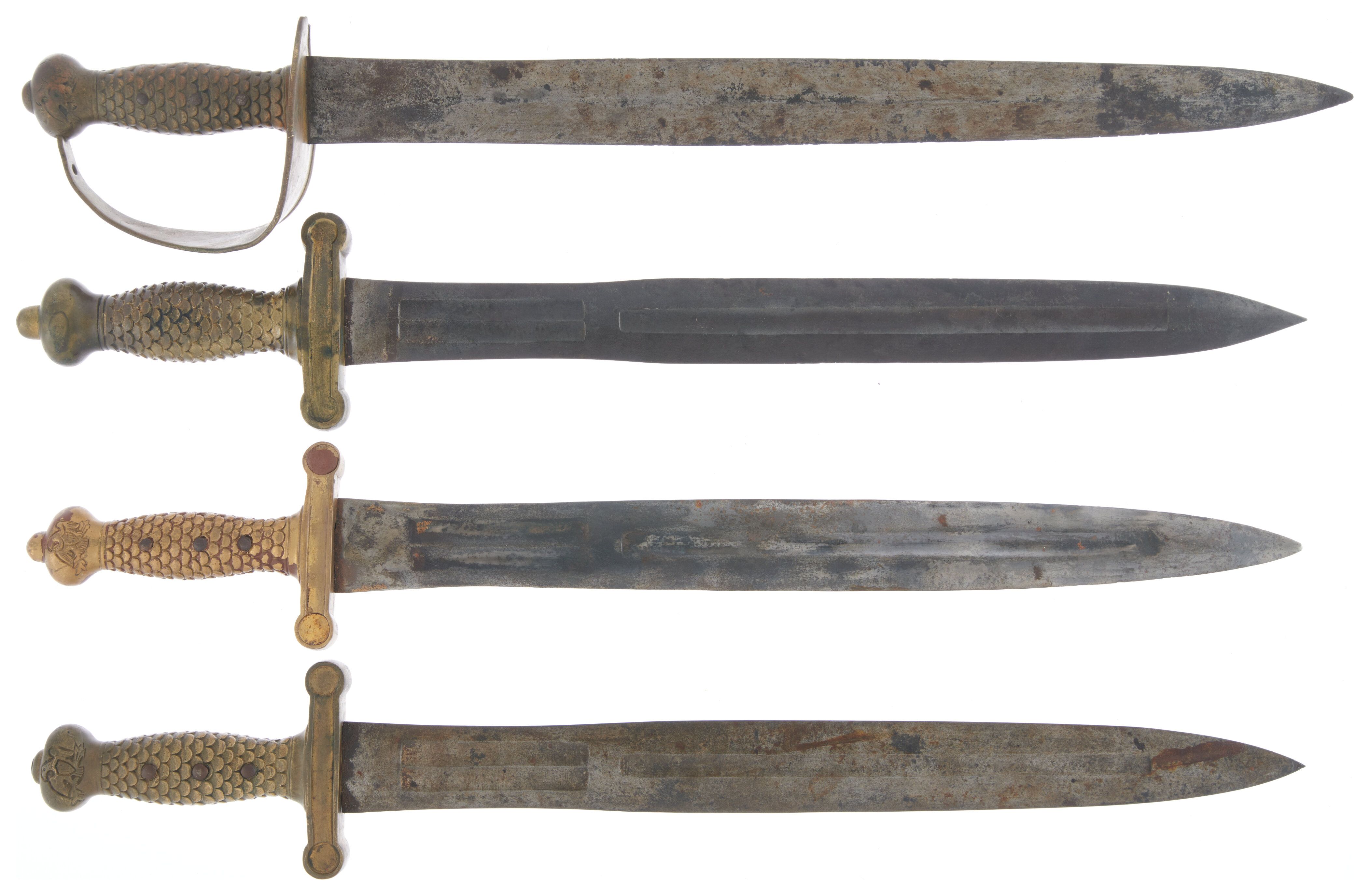 Four U.S. Military Pattern Short Swords with Brass Hilts | Rock Island ...