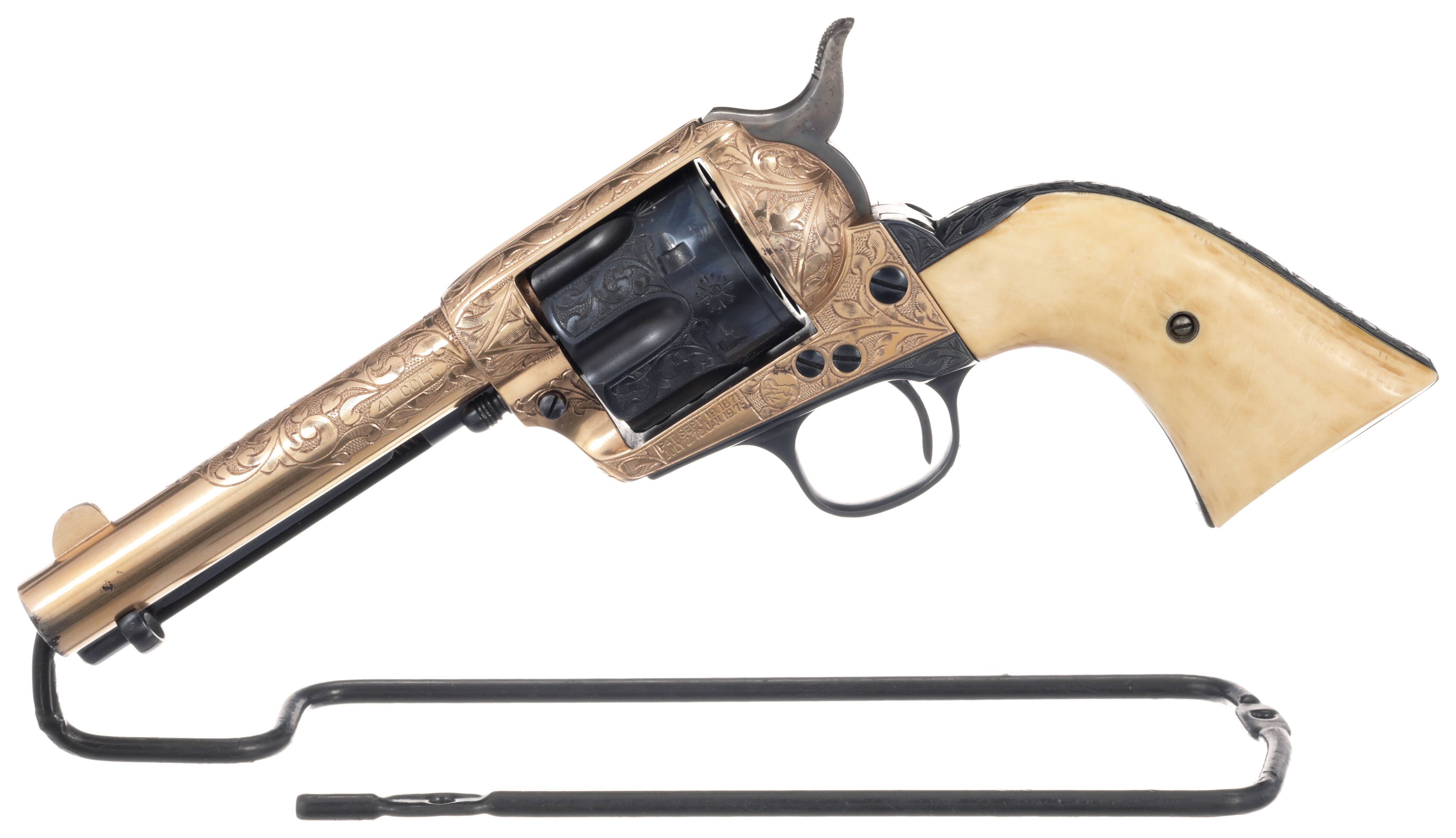 Engraved Gold Plated Colt First Single Action Army Revolver | Rock ...