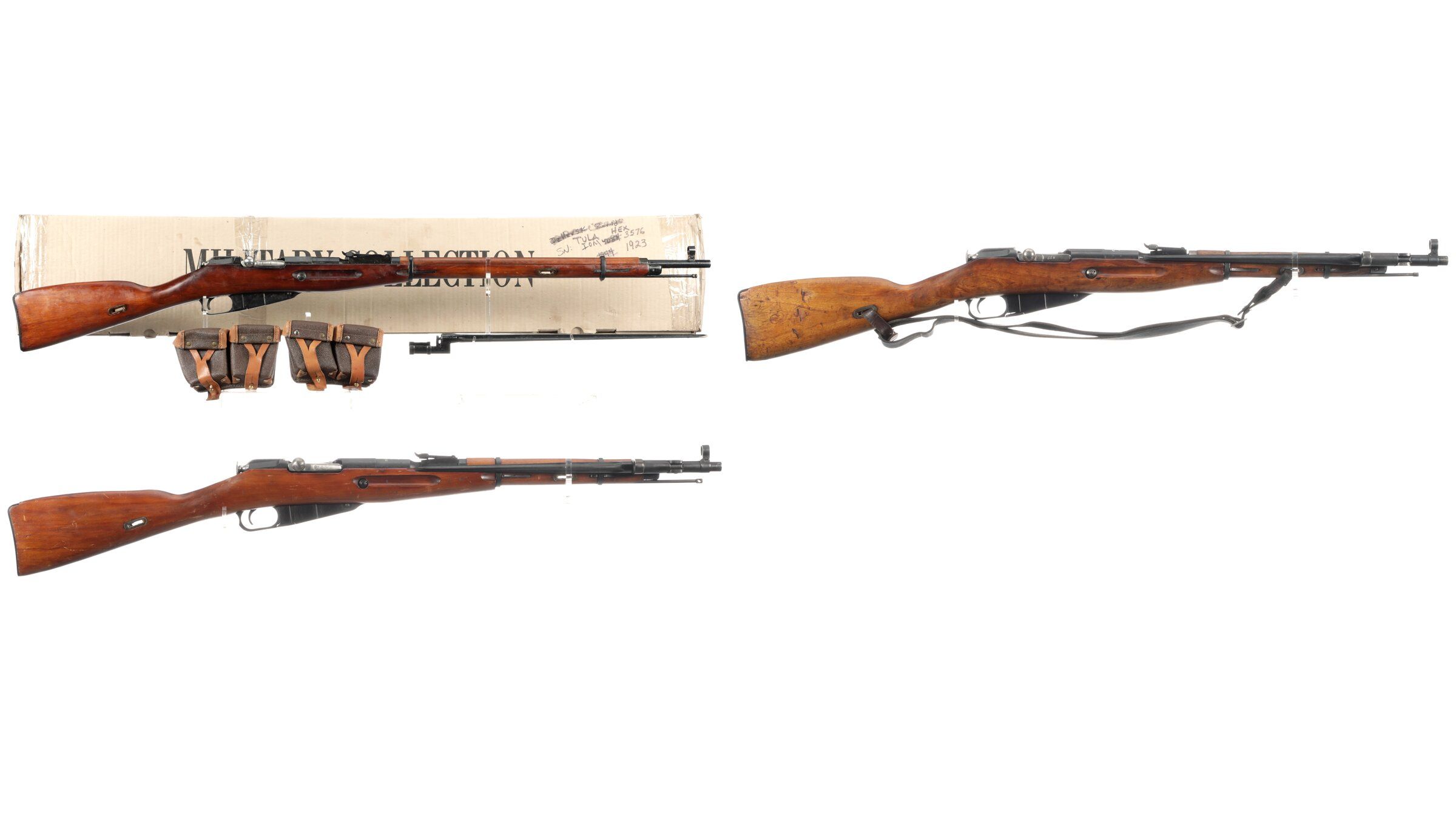 Three Soviet Mosin-Nagant Pattern Bolt Action Long Guns | Rock Island ...