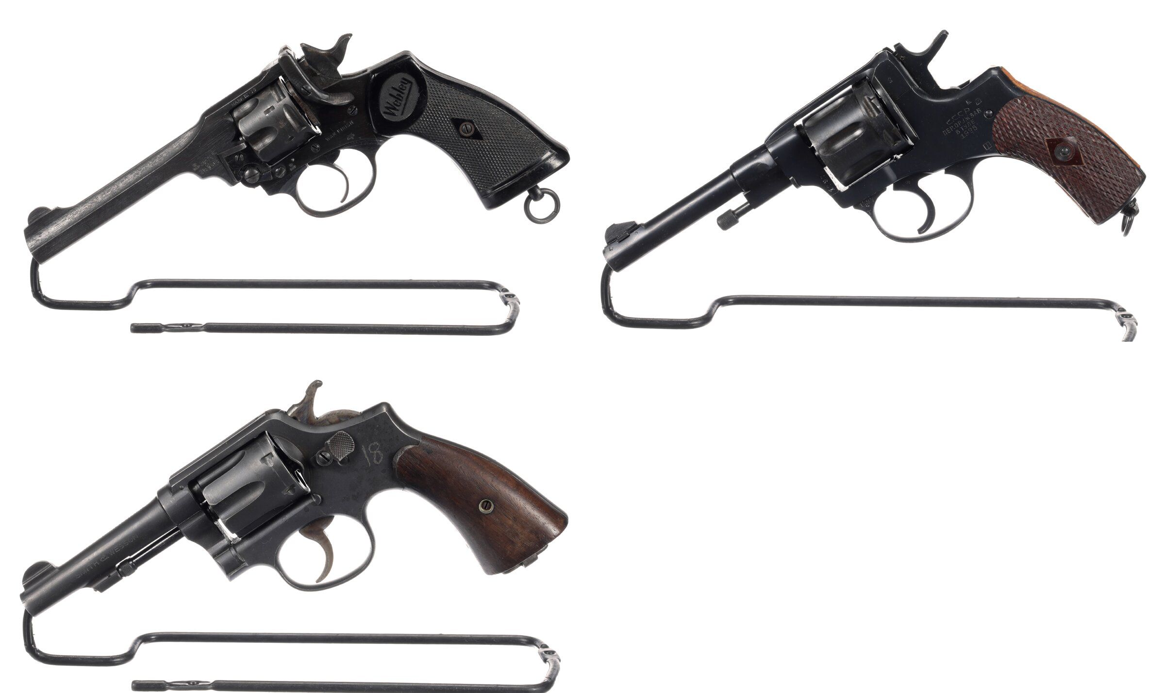 Three Military Pattern Double Action Revolvers with Holsters | Rock ...