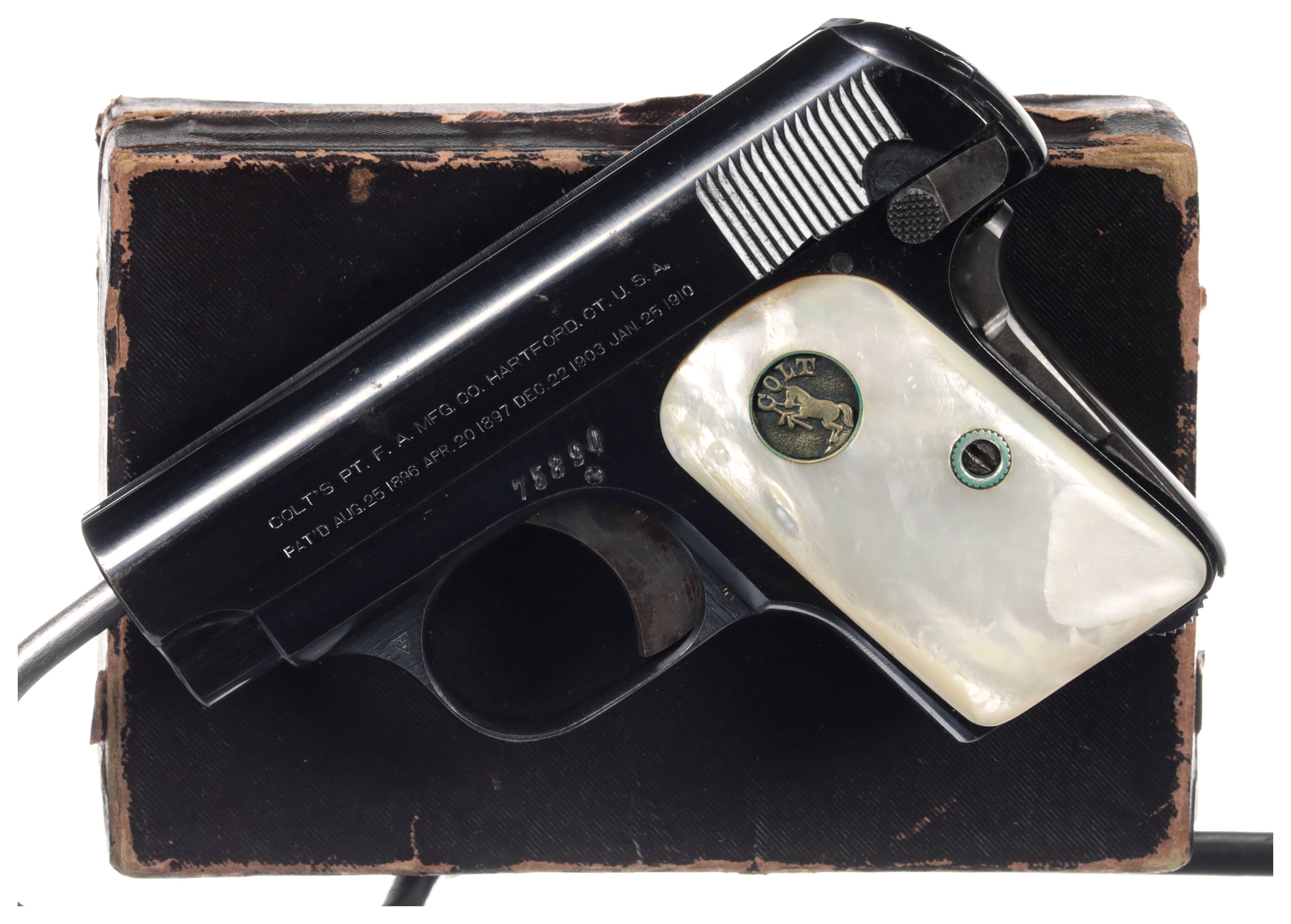 Colt Model 1908 Vest Pocket Pistol with Pearl Grips and Box | Rock ...