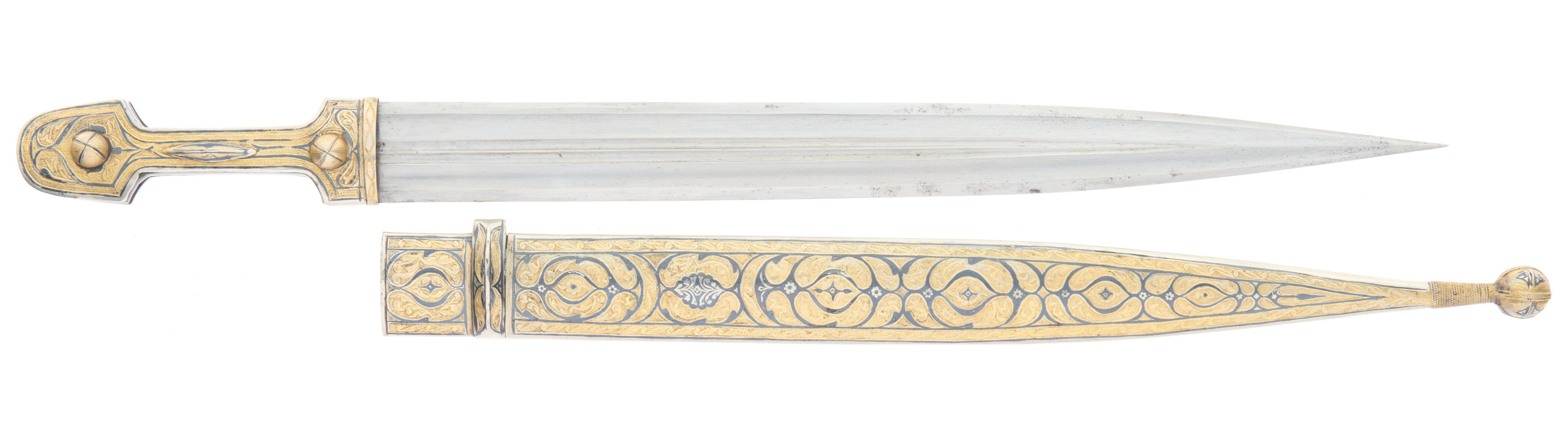 Silver and Gilt Accented Caucasian Qama Dagger | Rock Island Auction