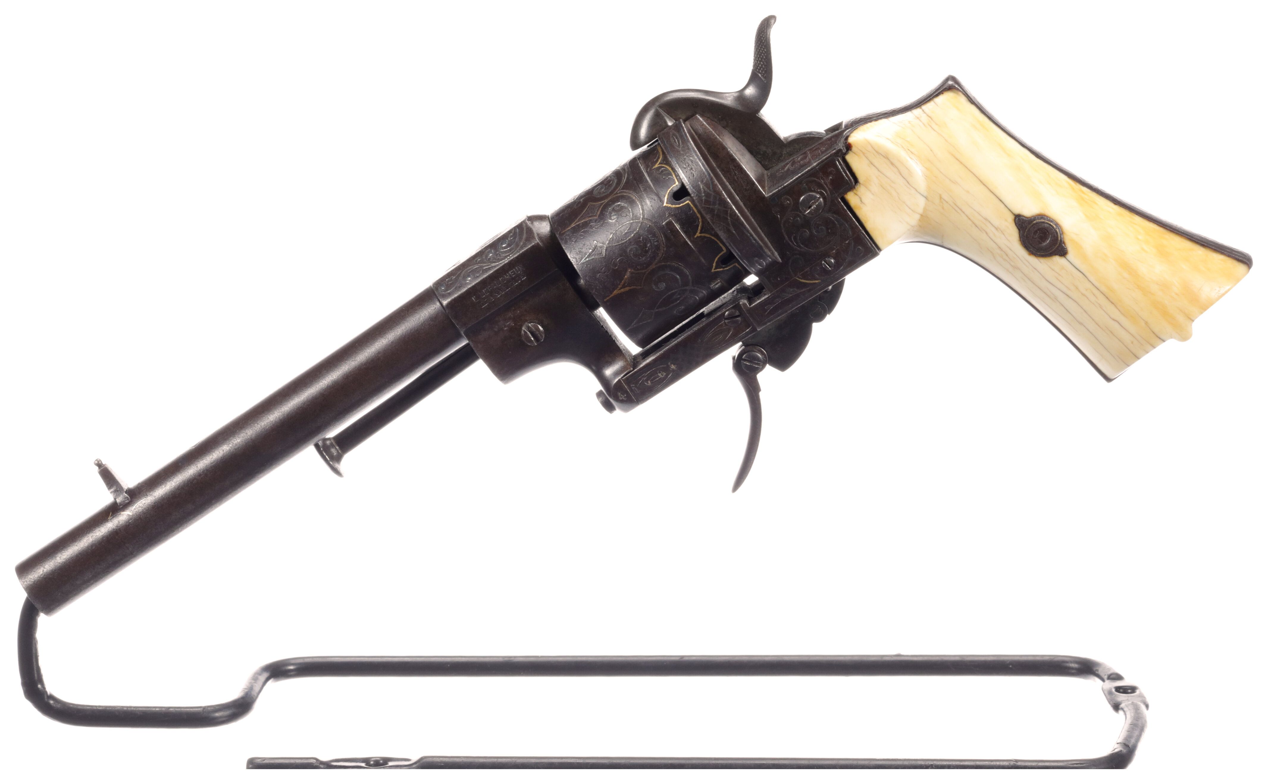 Silver and Gold Wire Inlaid E. Lefaucheux Brevete Revolver | Rock ...