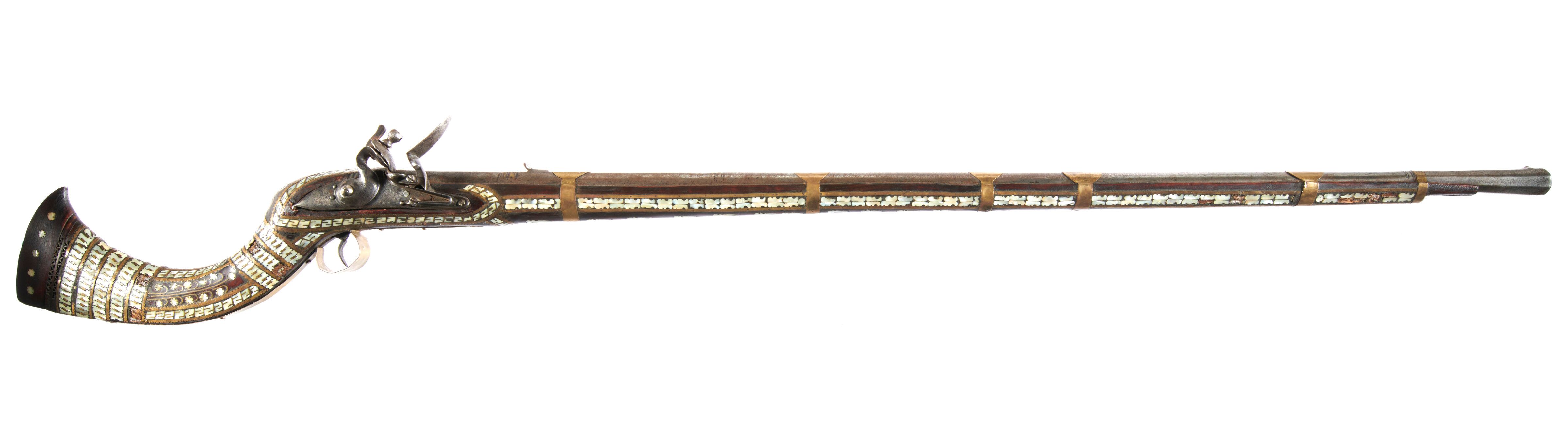 Afghan Jezail Flintlock Rifle with Inlaid Stock | Rock Island Auction