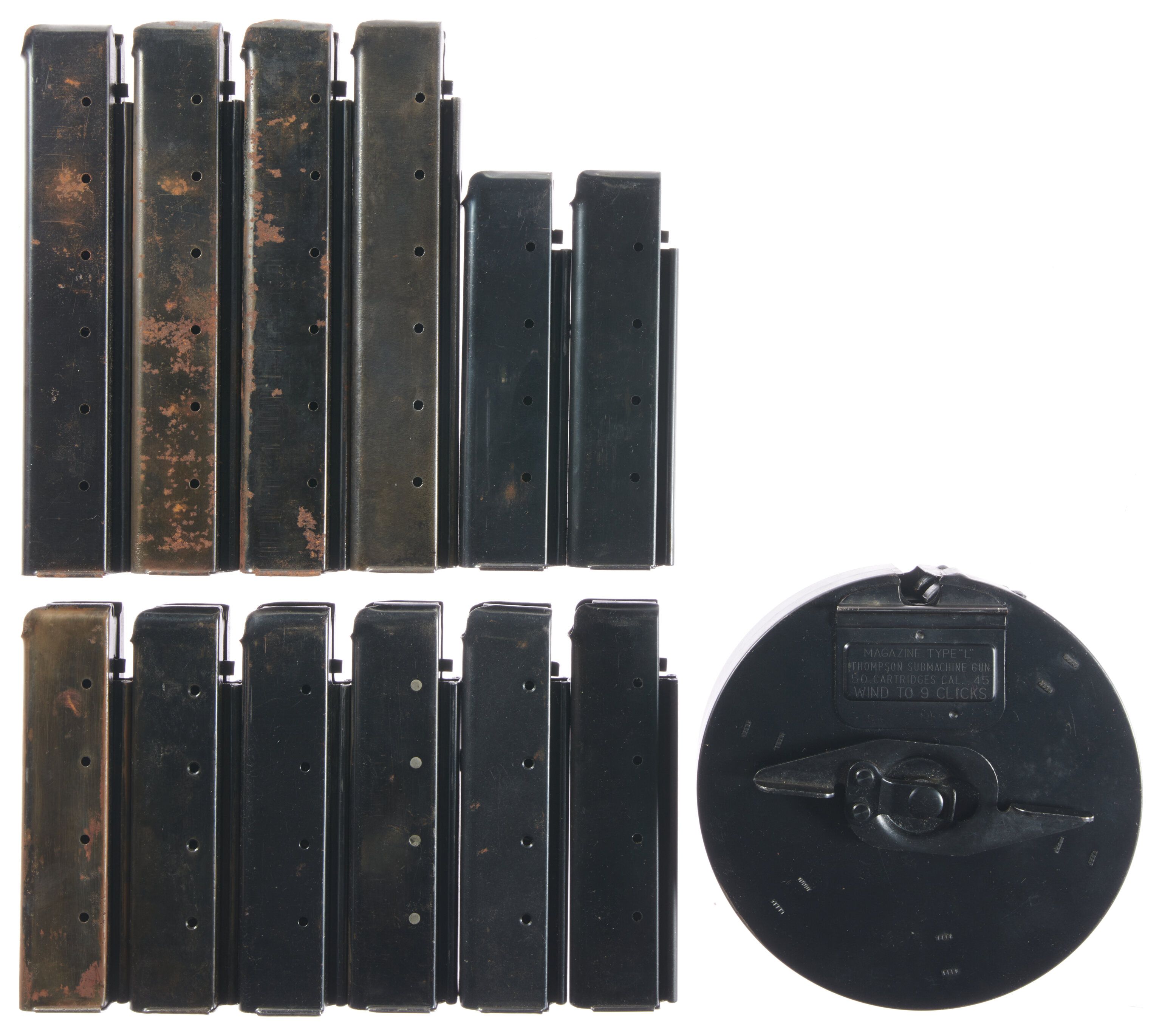 Grouping of Thirteen Thompson Submachine Gun Magazines | Rock Island ...