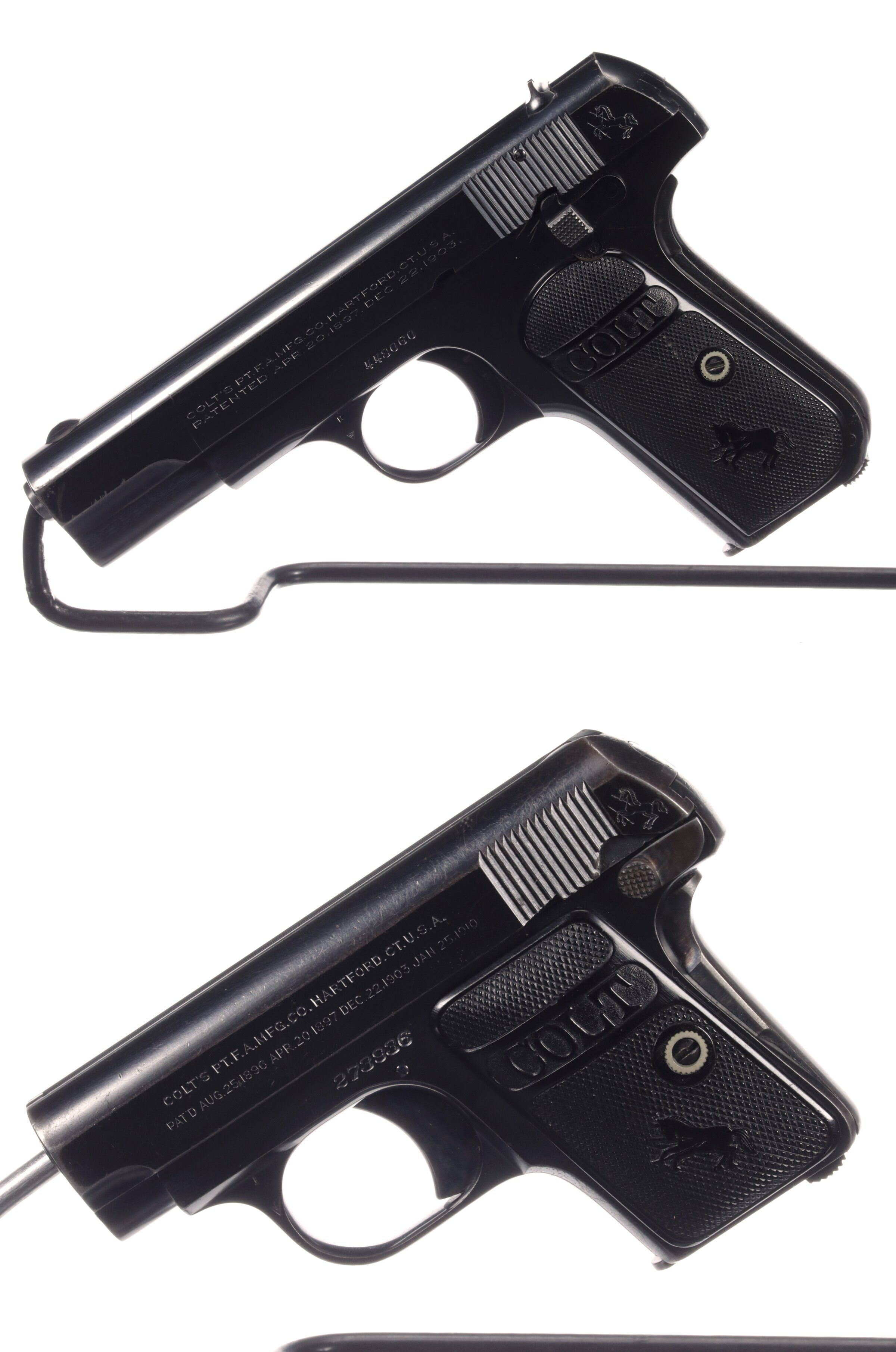 Two Colt Model Pocket Hammerless Semi Automatic Pistols Rock Island two-colt-model-pocket-hammerless-semi-automatic-pistols-rock-island
