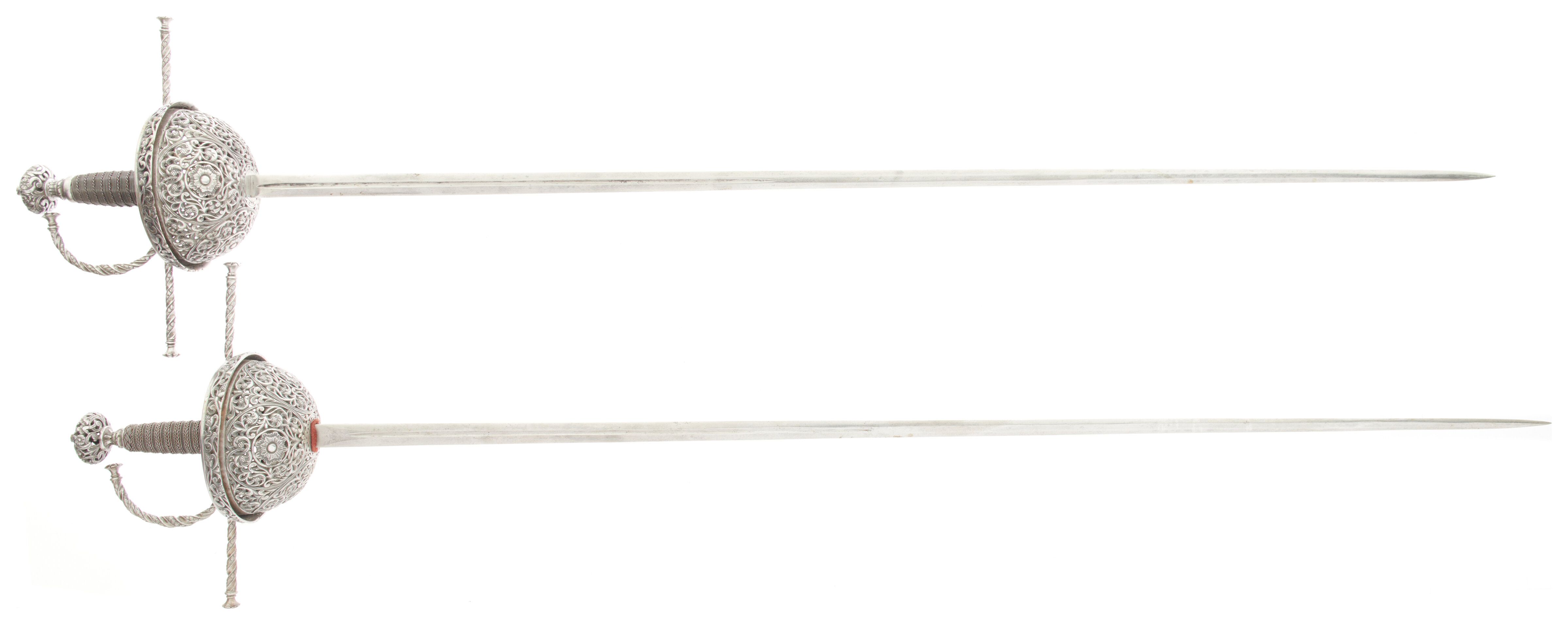 Two 17th Century Spanish Style Cup Hilted Rapiers | Rock Island Auction