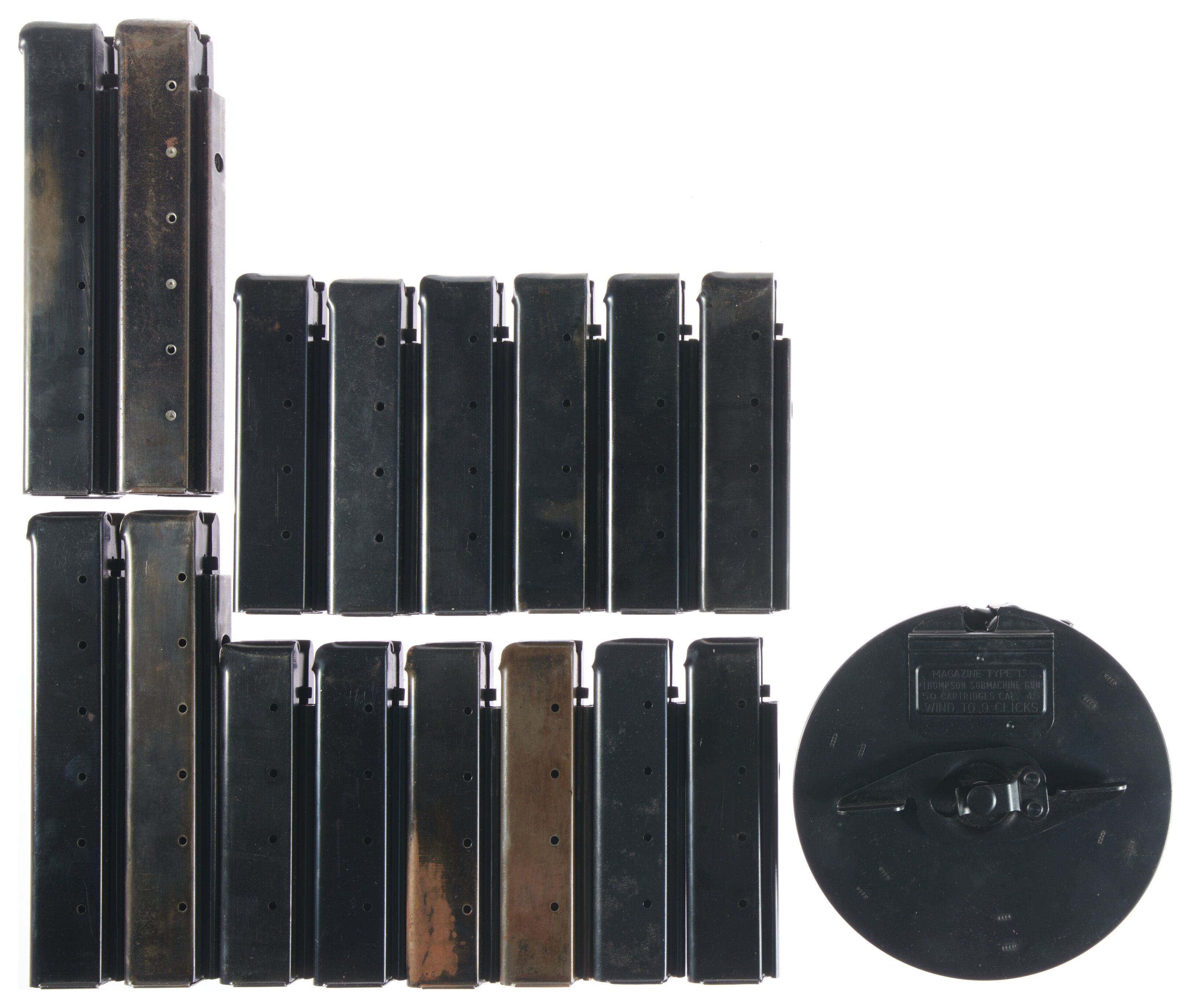 Grouping of Seventeen Thompson Submachine Gun Magazines | Rock Island ...