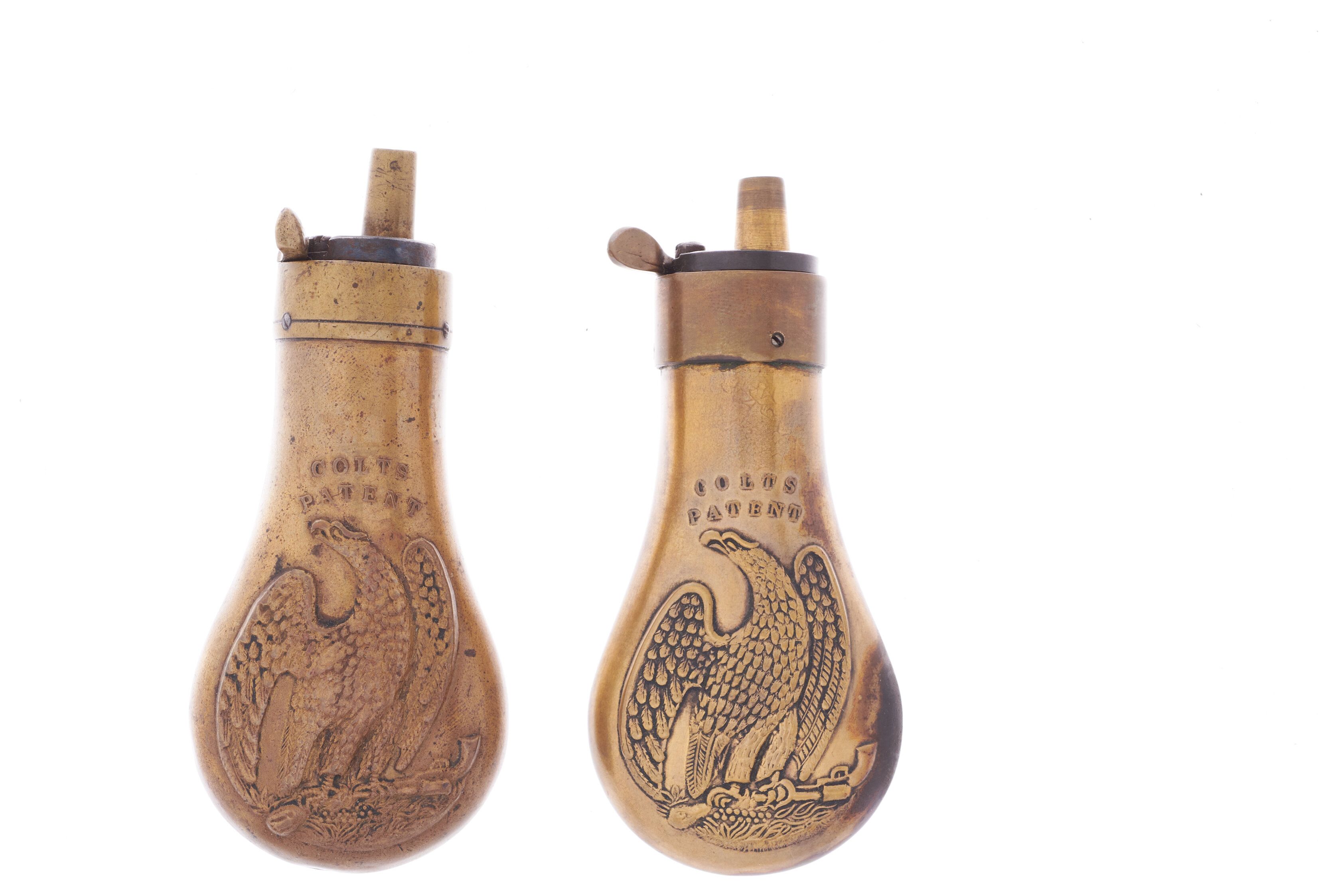 Two Double Sided Colt Patent Eagle Powder Flasks | Rock Island Auction
