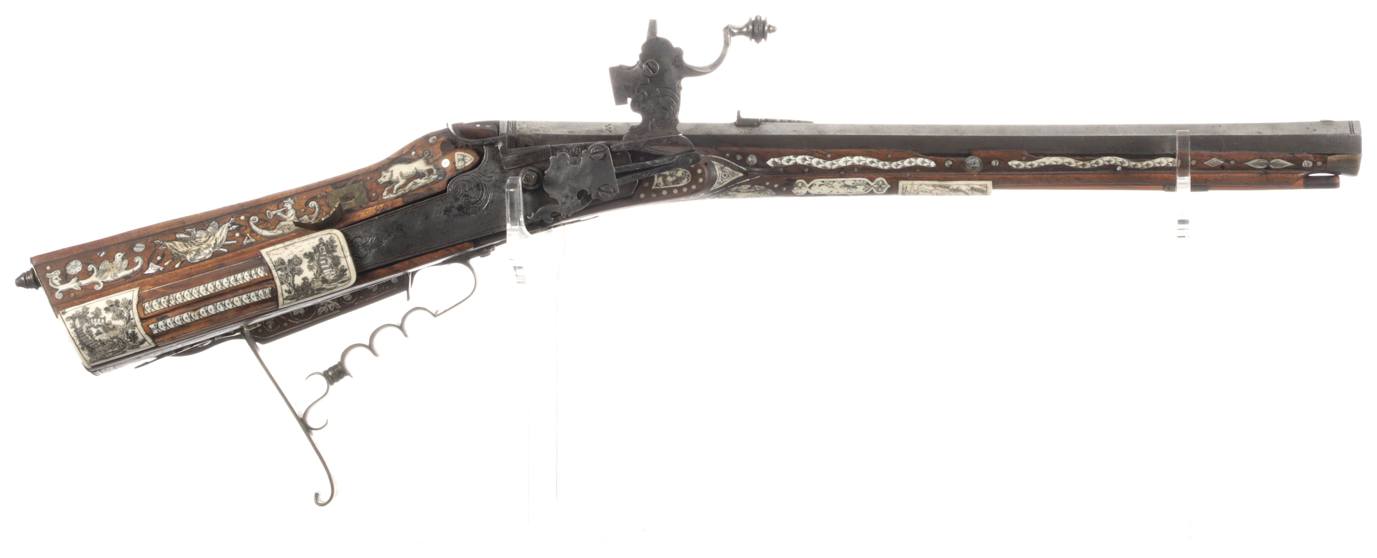 Ornate Engraved Wheellock Rifle with Scrimshaw Inlaid Stock | Rock ...