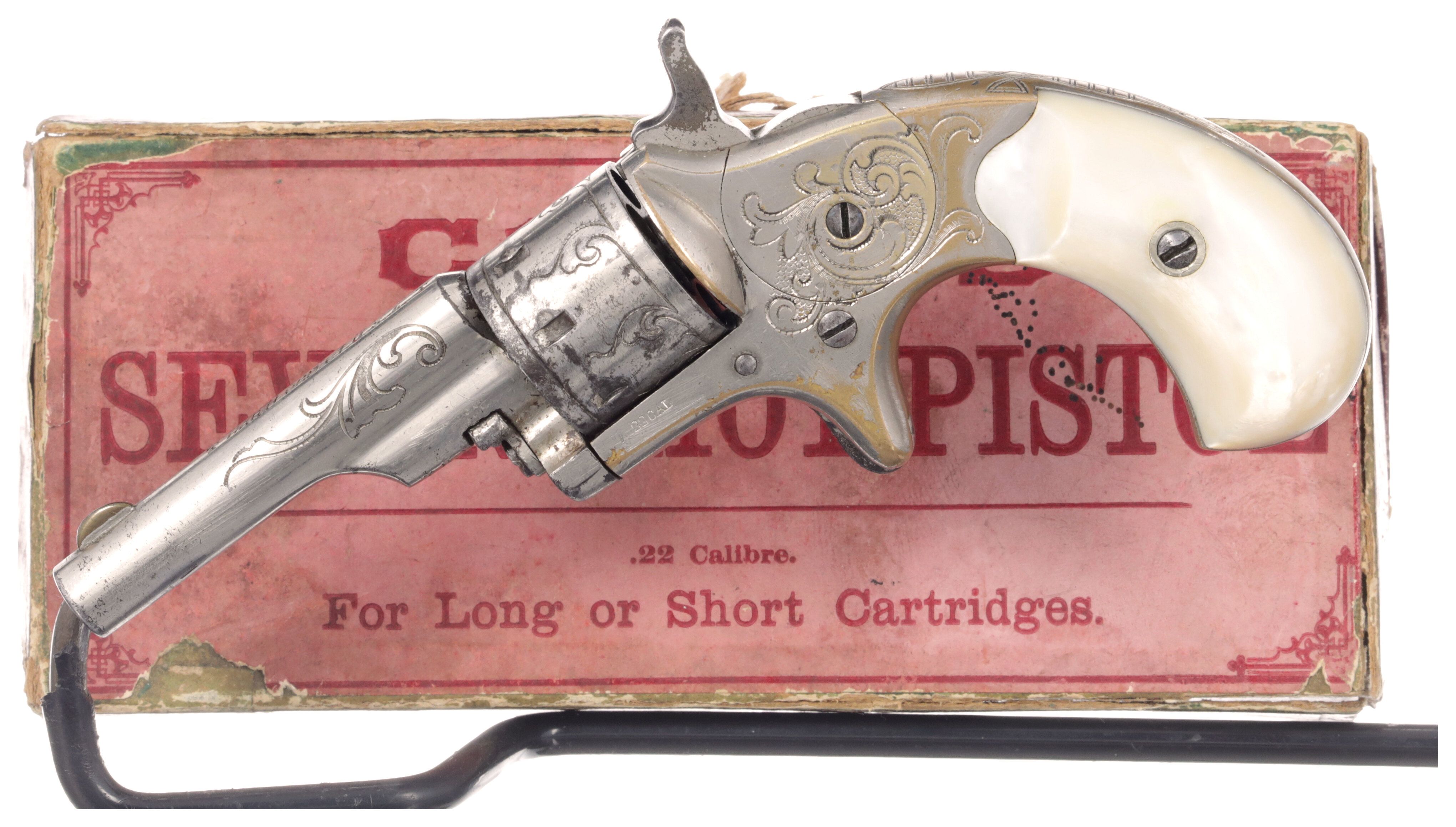 Engraved Colt Open Top Pocket Spur Trigger Revolver with Box | Rock ...