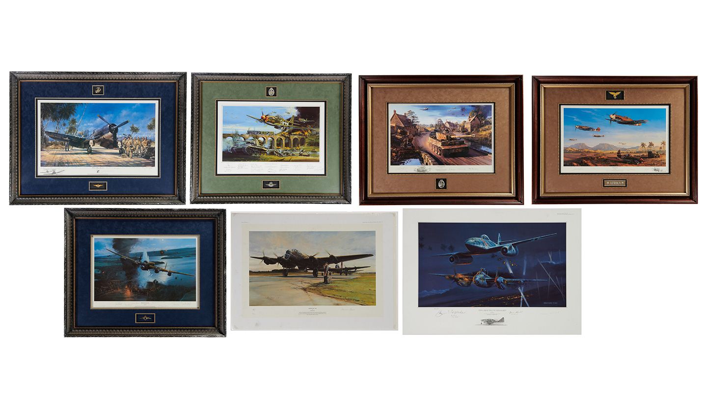 Grouping of Seven Mostly Framed World War II Themed Prints | Rock ...