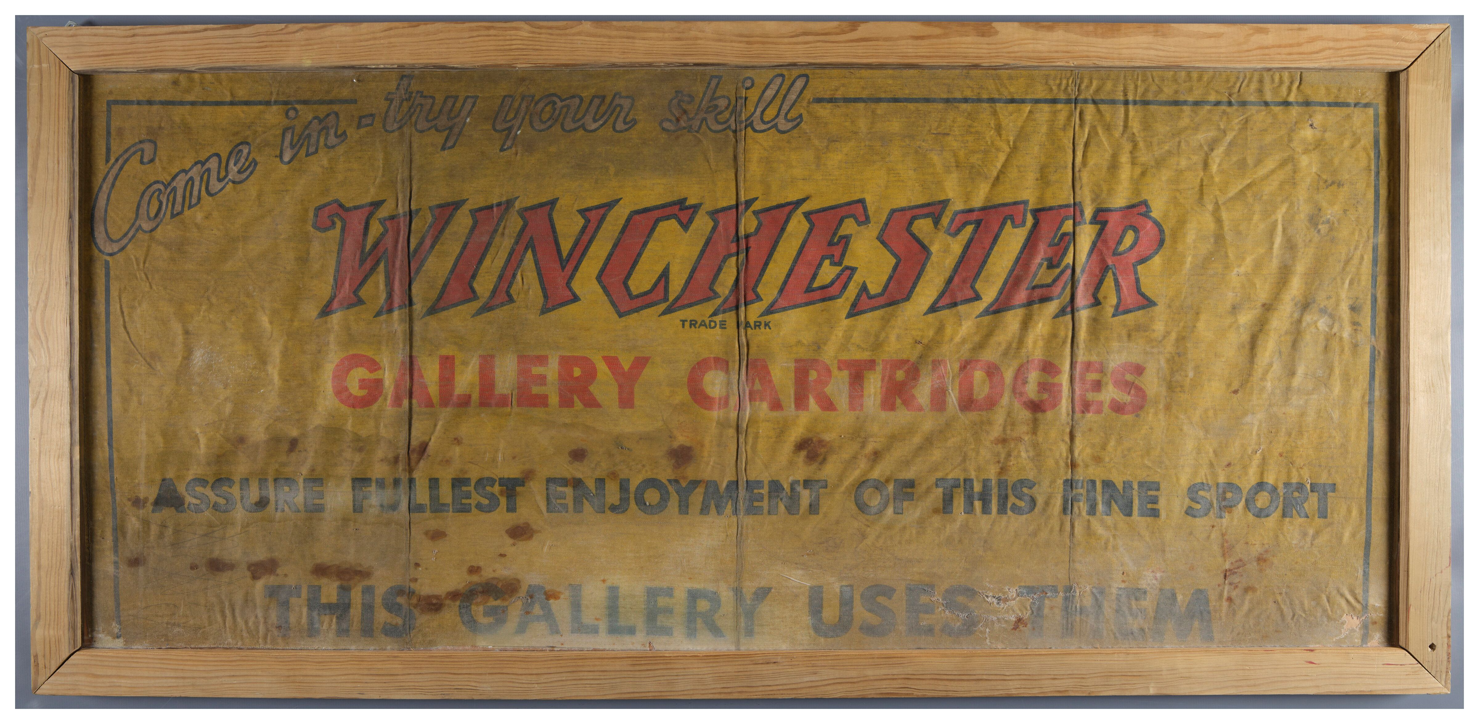 Large Framed Winchester Shooting Gallery Banner | Rock Island Auction