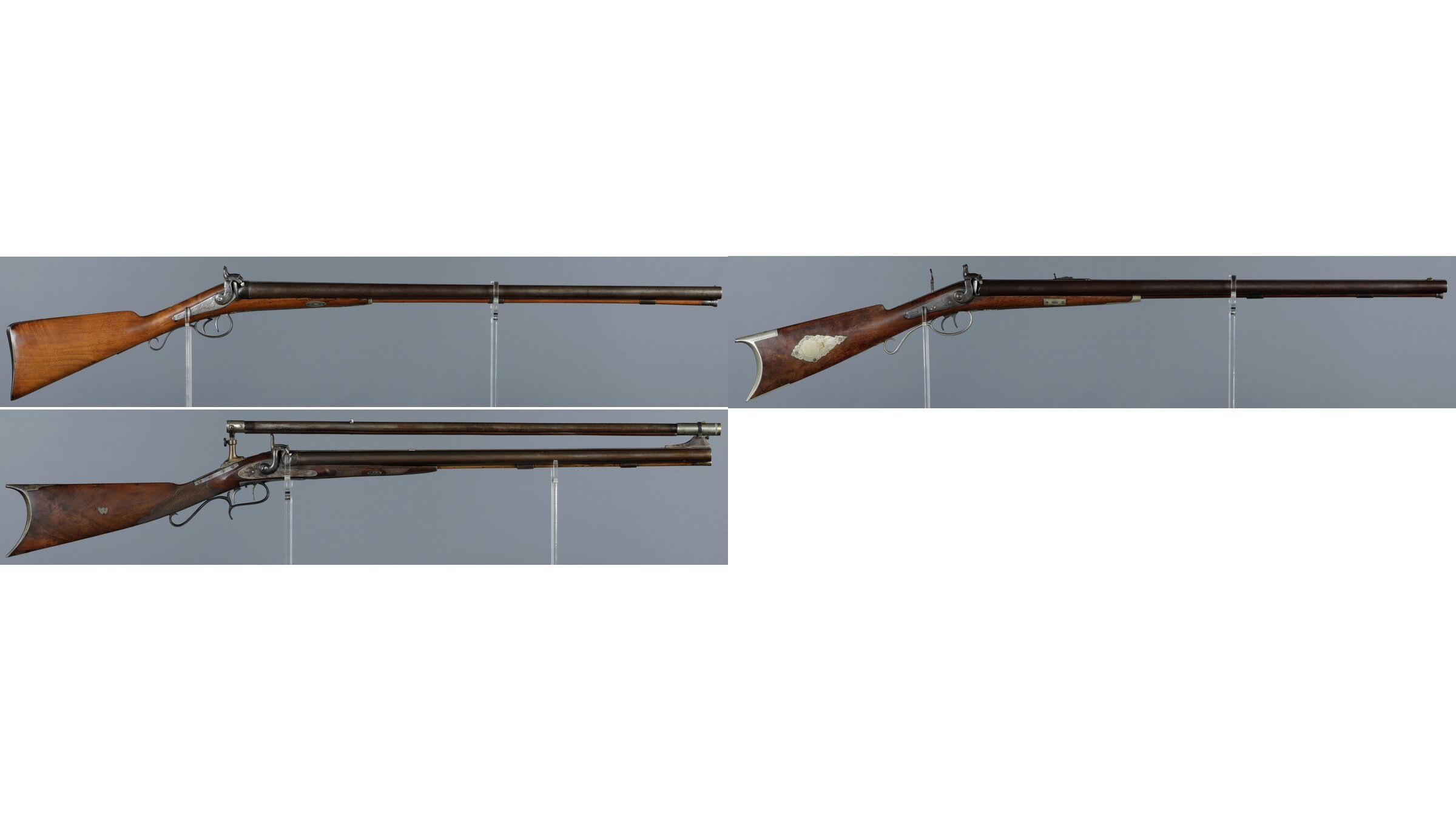 Three Percussion Double Barrel Long Guns | Rock Island Auction