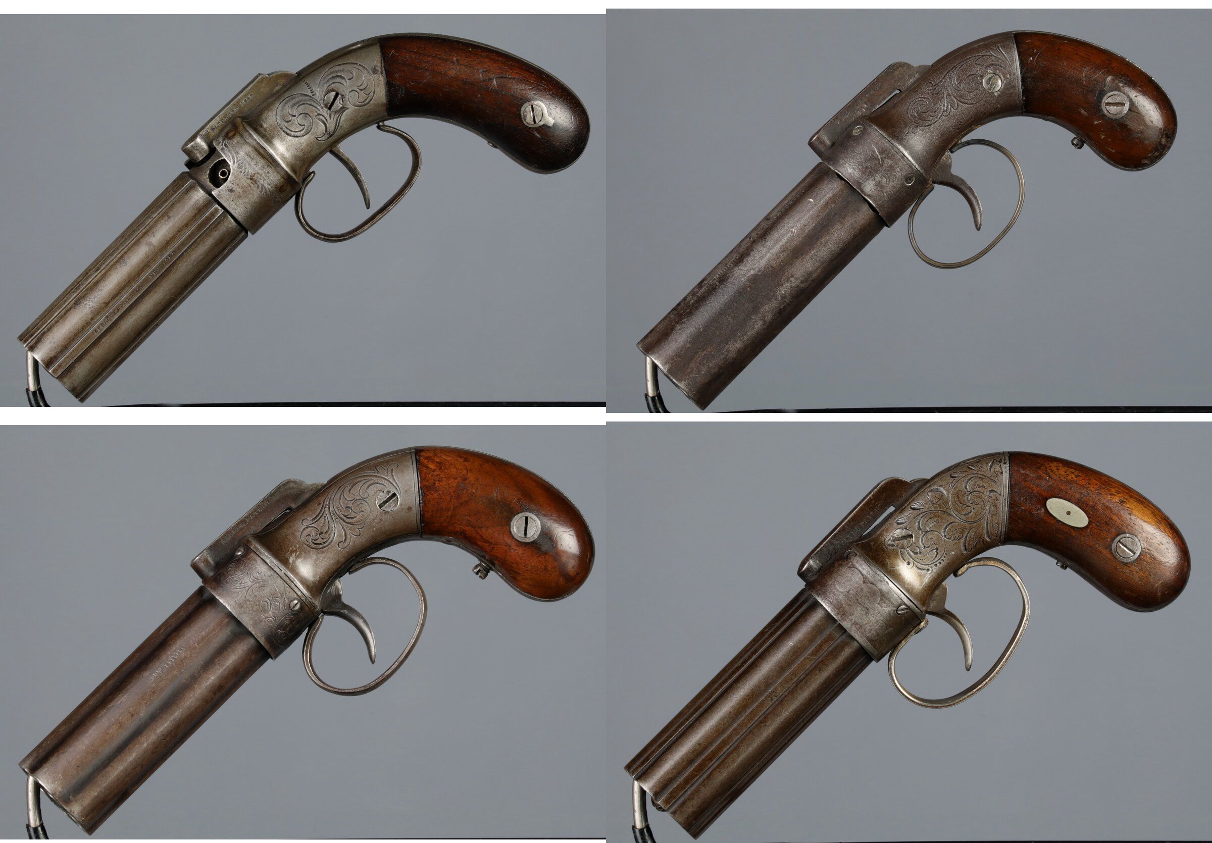 Four Antique American Percussion Pepperboxes | Rock Island Auction