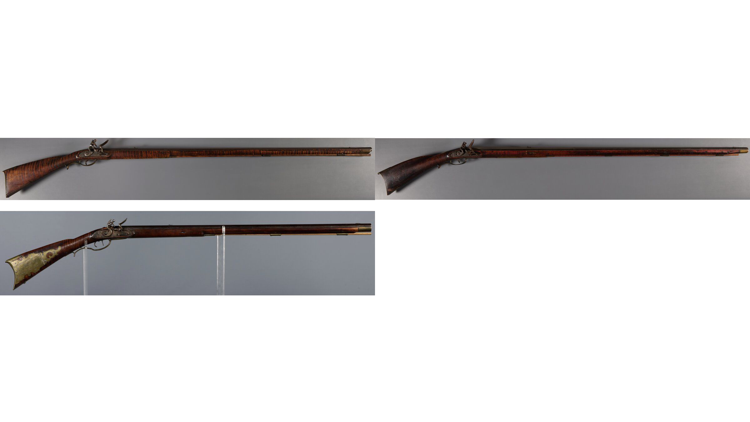 Three American Flintlock Long Rifles | Rock Island Auction