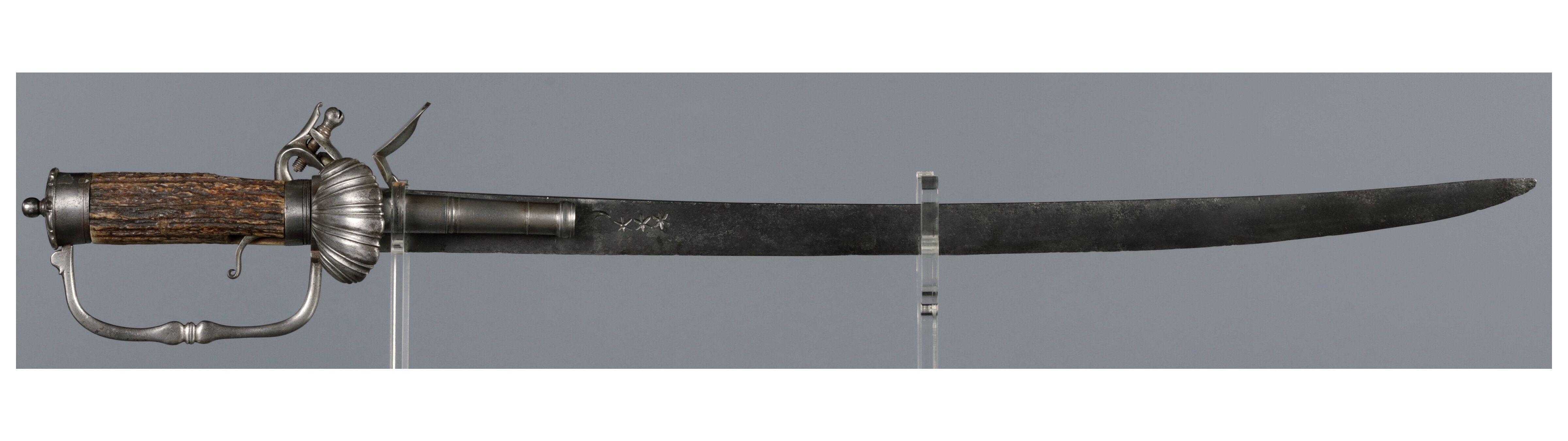 English Flintlock Sword Pistol with Stag Grip | Rock Island Auction