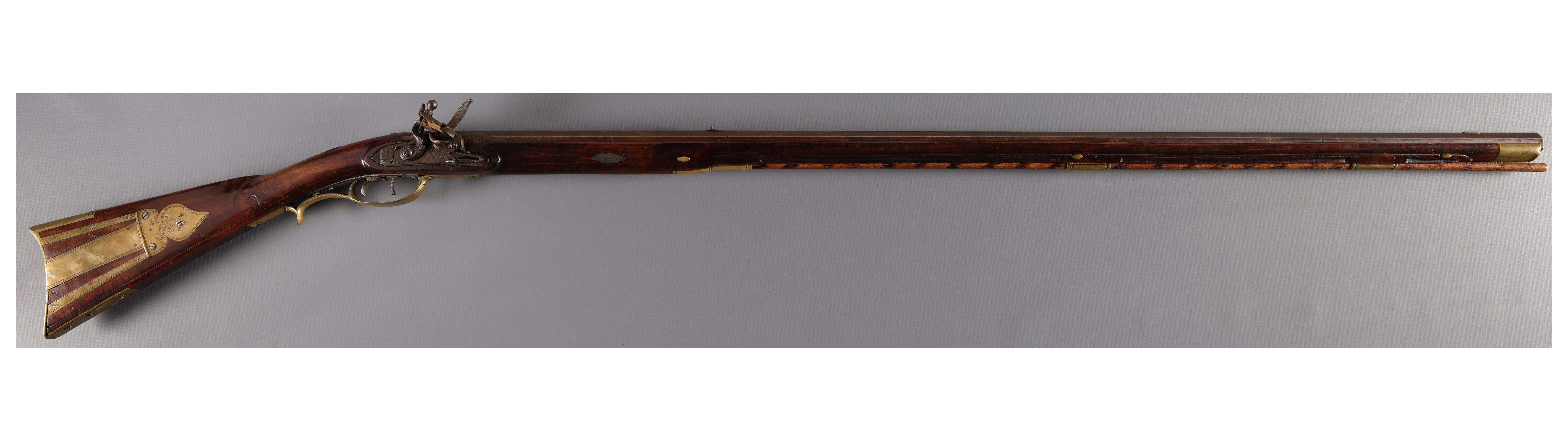 H.N. Signed Silver Accented Flintlock American Smooth Bore Rifle | Rock ...