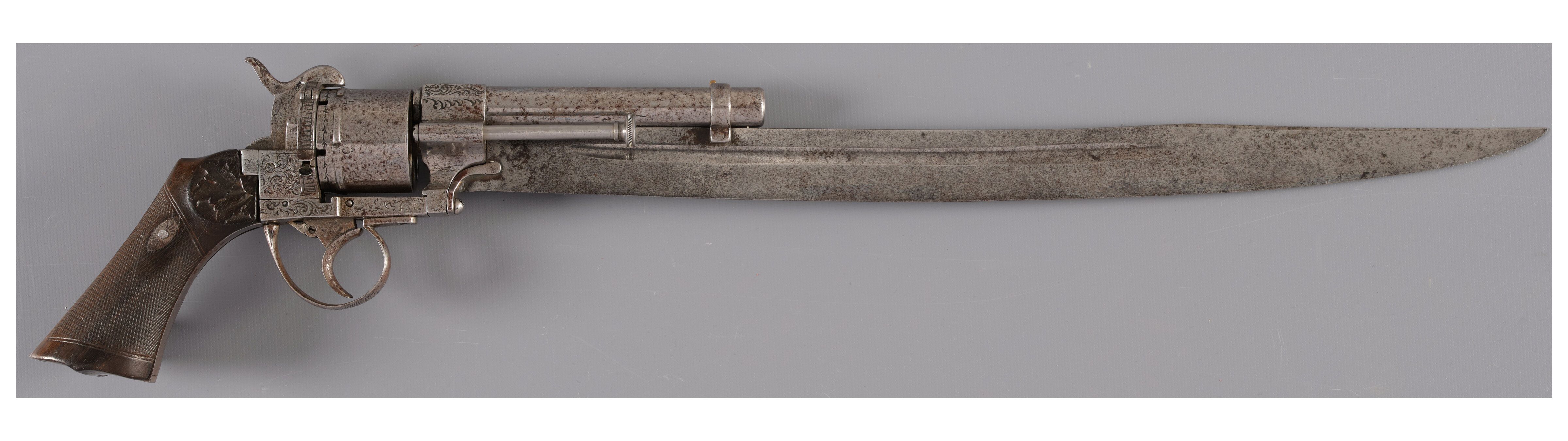 Engraved European Double Action Pinfire Sword Revolver | Rock Island ...