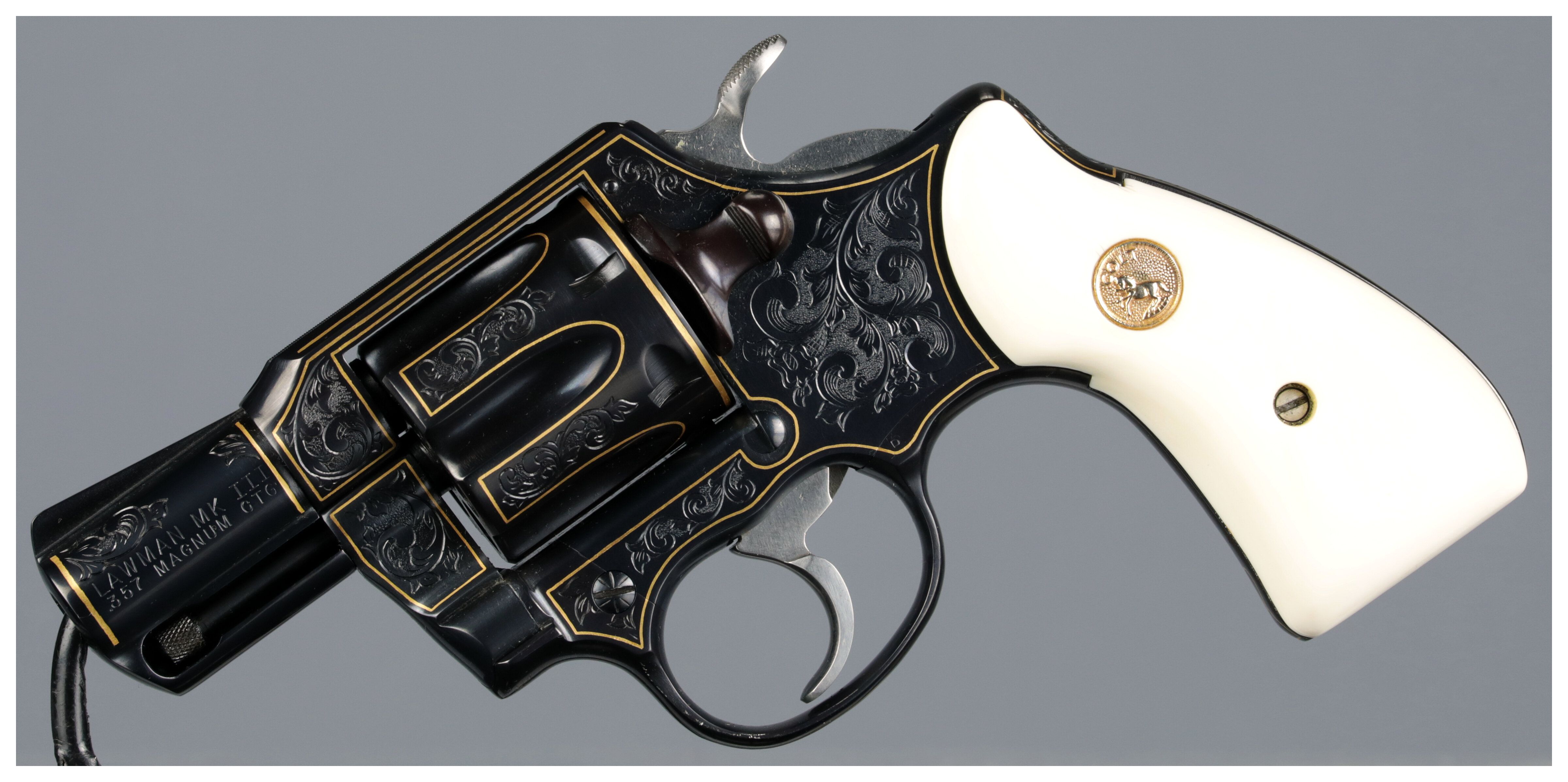 Engraved and Gold Inlaid Colt Lawman MK III Revolver | Rock Island Auction