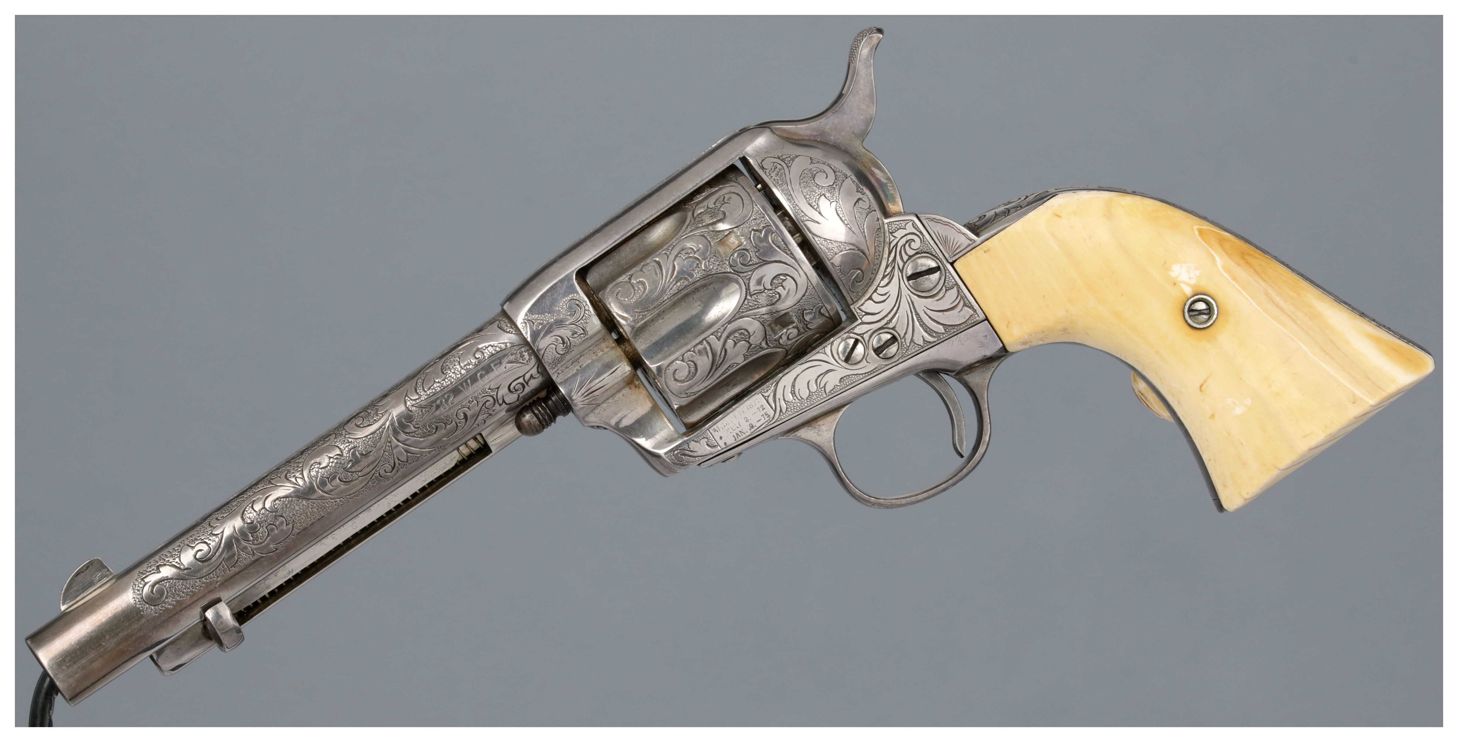 Engraved Silver Antique Colt Single Action Army with Carved Grip | Rock ...