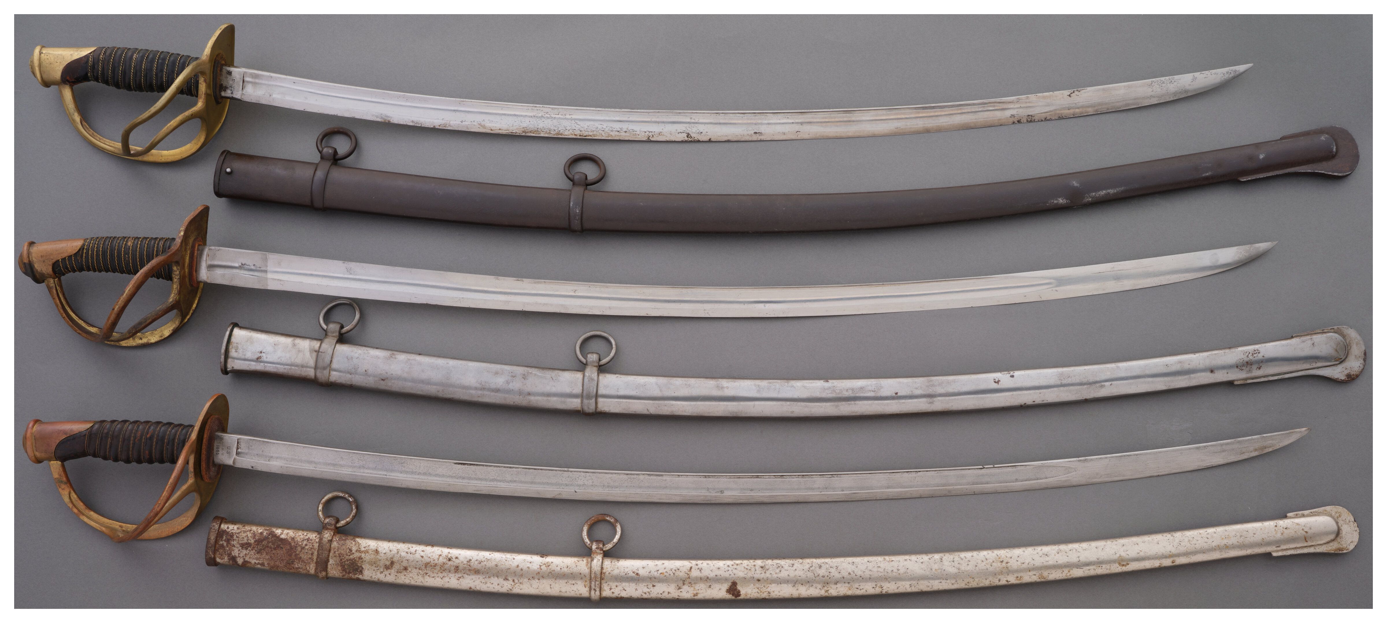 Three U.S. Military Pattern Cavalry Swords with Scabbards | Rock Island ...