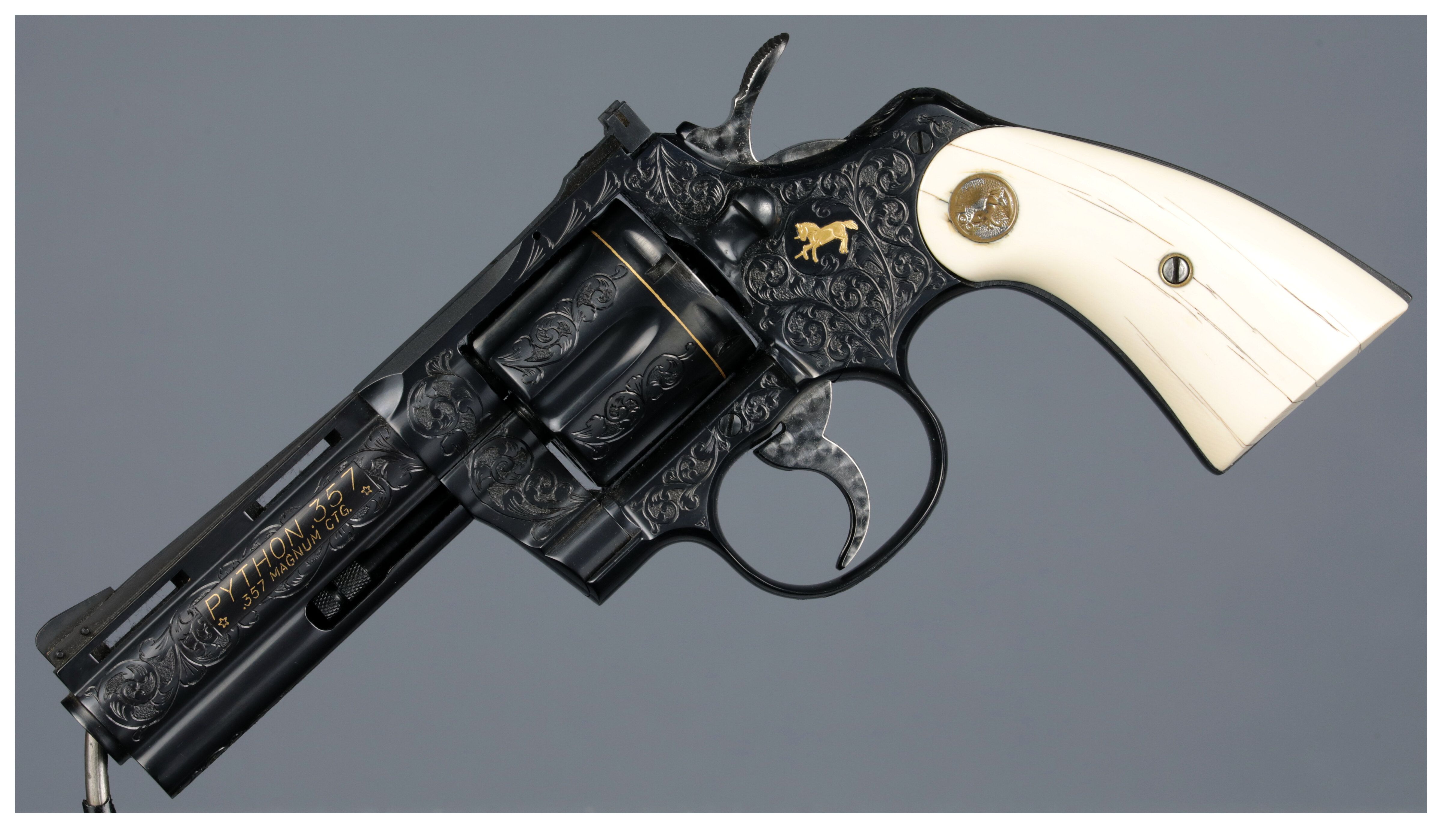 Engraved and Gold Inlaid Colt Python Double Action Revolver | Rock ...