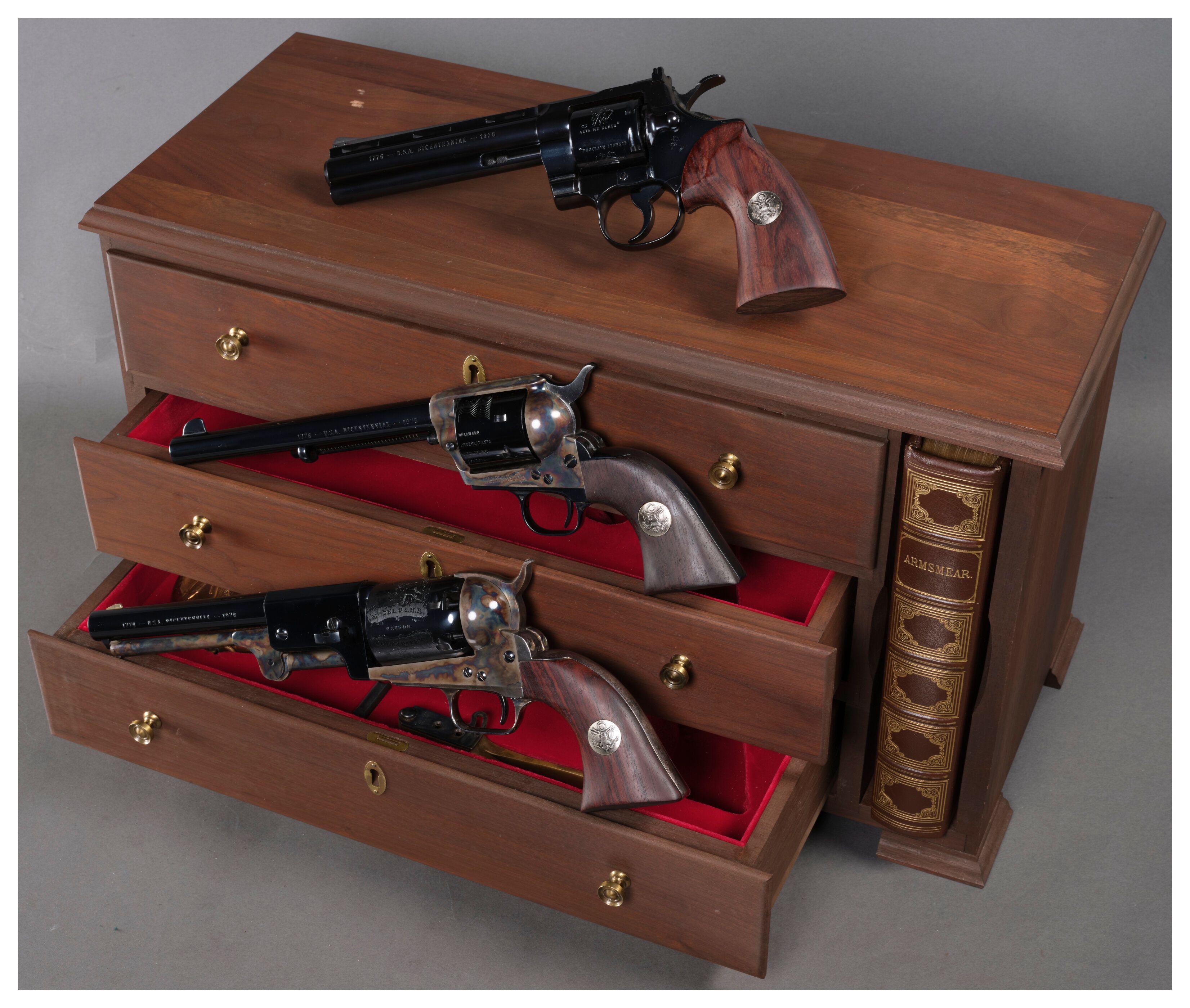 Cased Colt Bicentennial Three Revolver Set with Armsmear Book | Rock ...