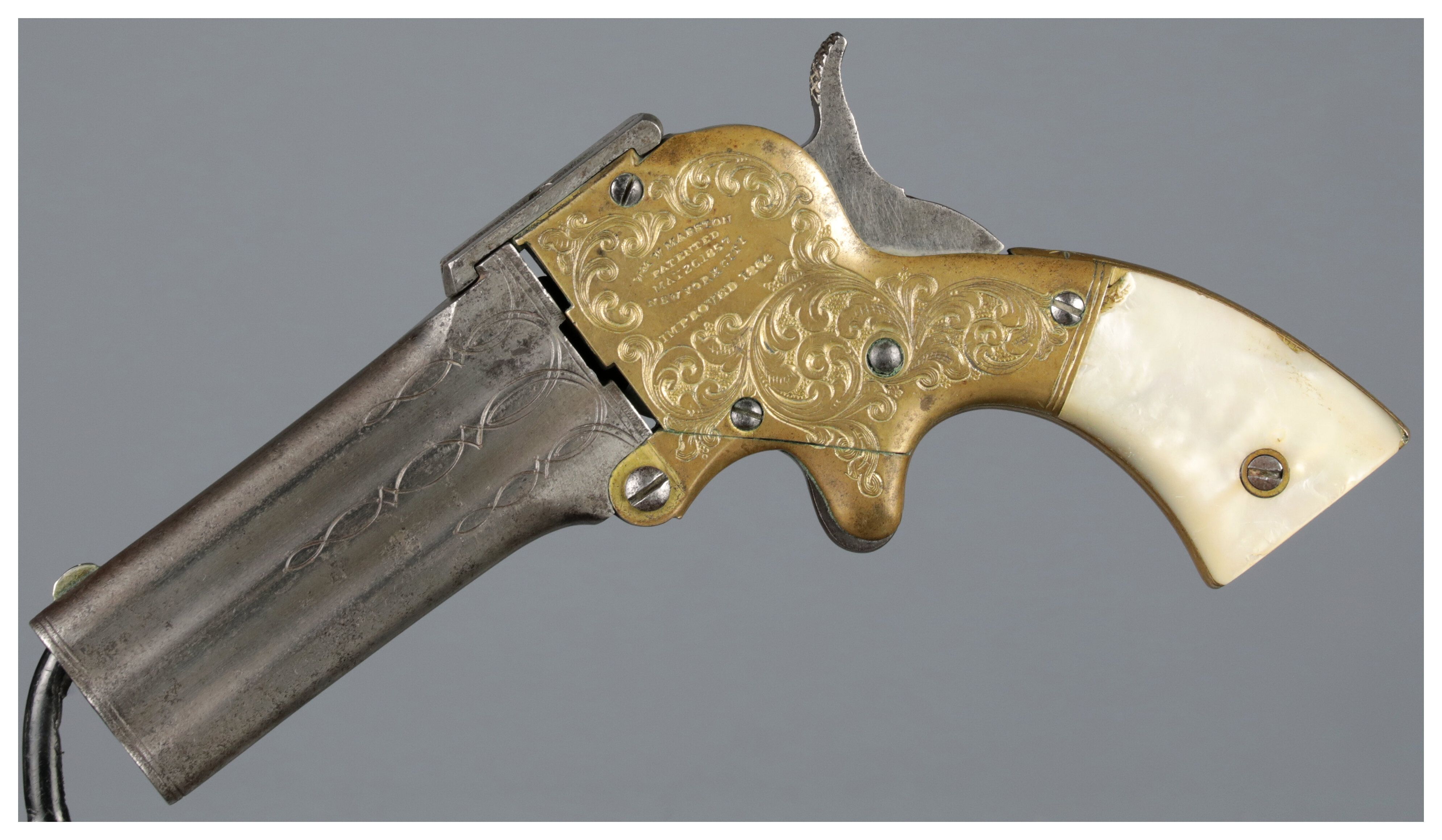 Engraved Marston Three-Barrel Superposed Derringer | Rock Island Auction