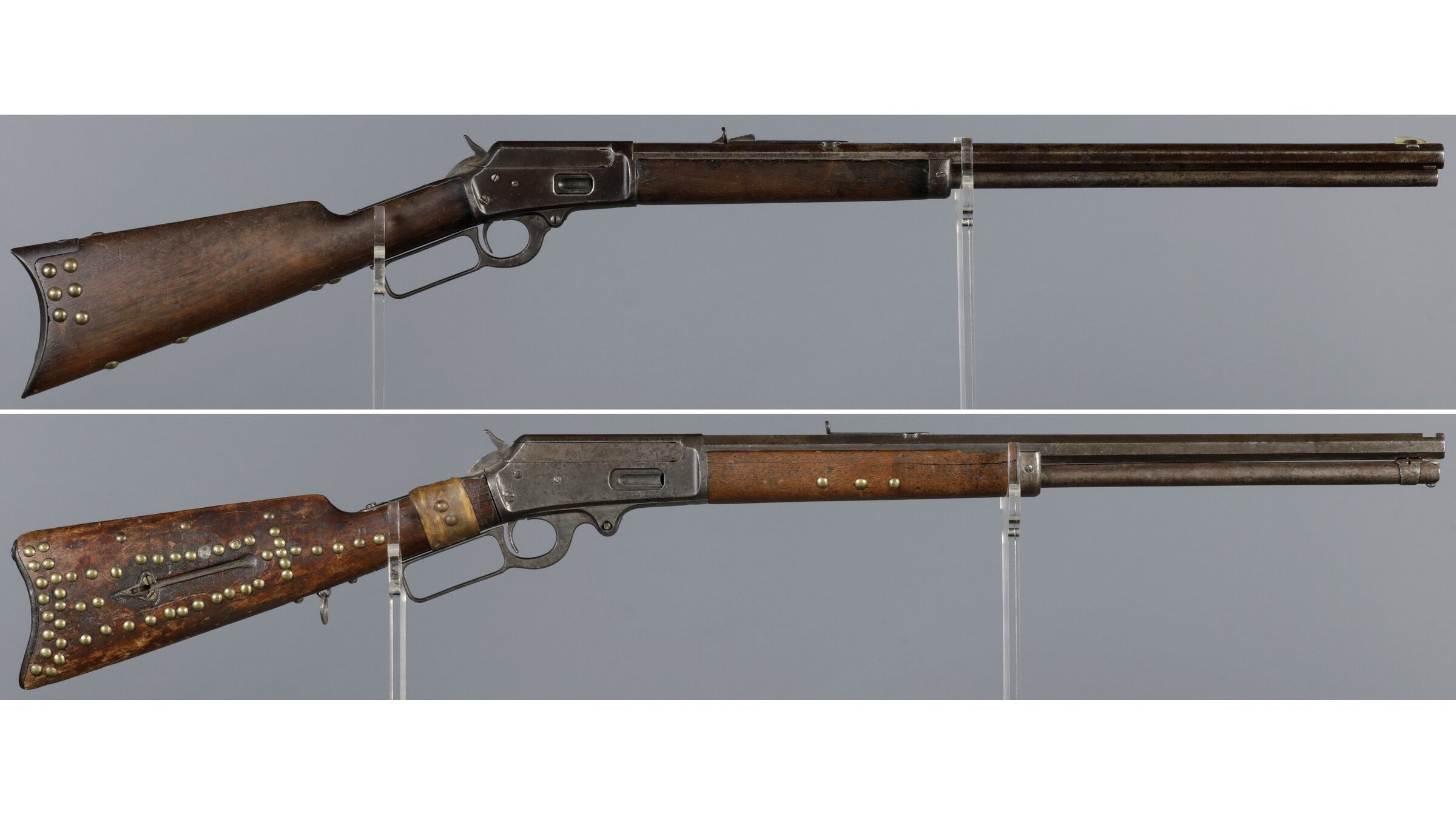 Two Native American Style Decorated Antique Marlin Rifles | Rock Island ...