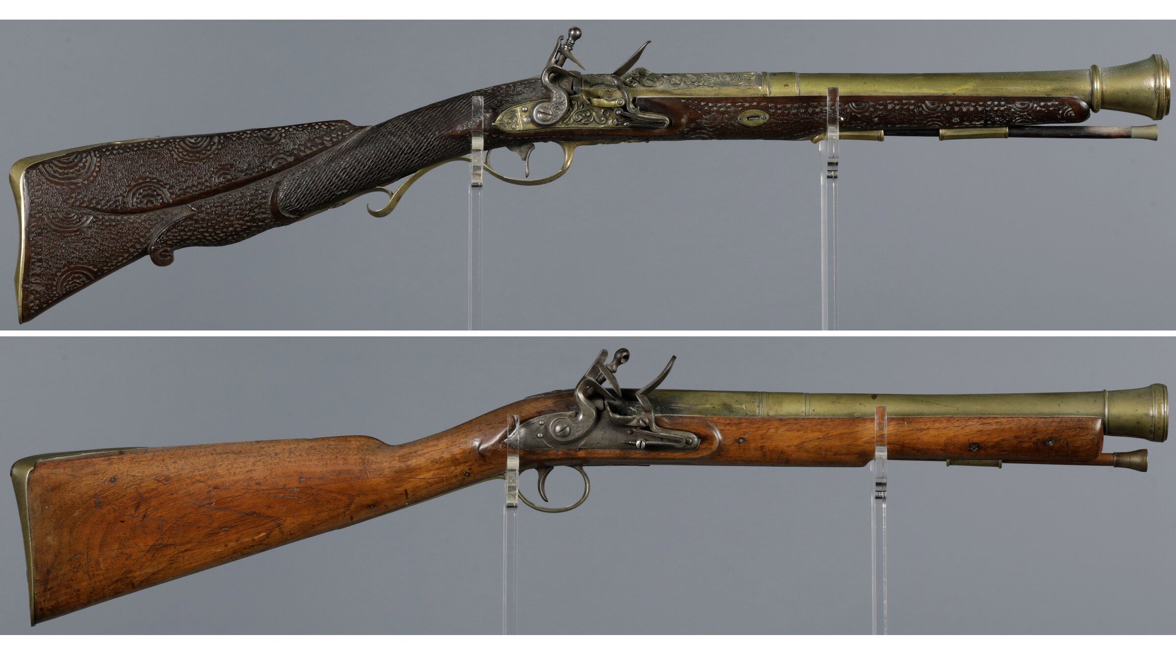 Two Brass Barreled Flintlock Blunderbusses | Rock Island Auction