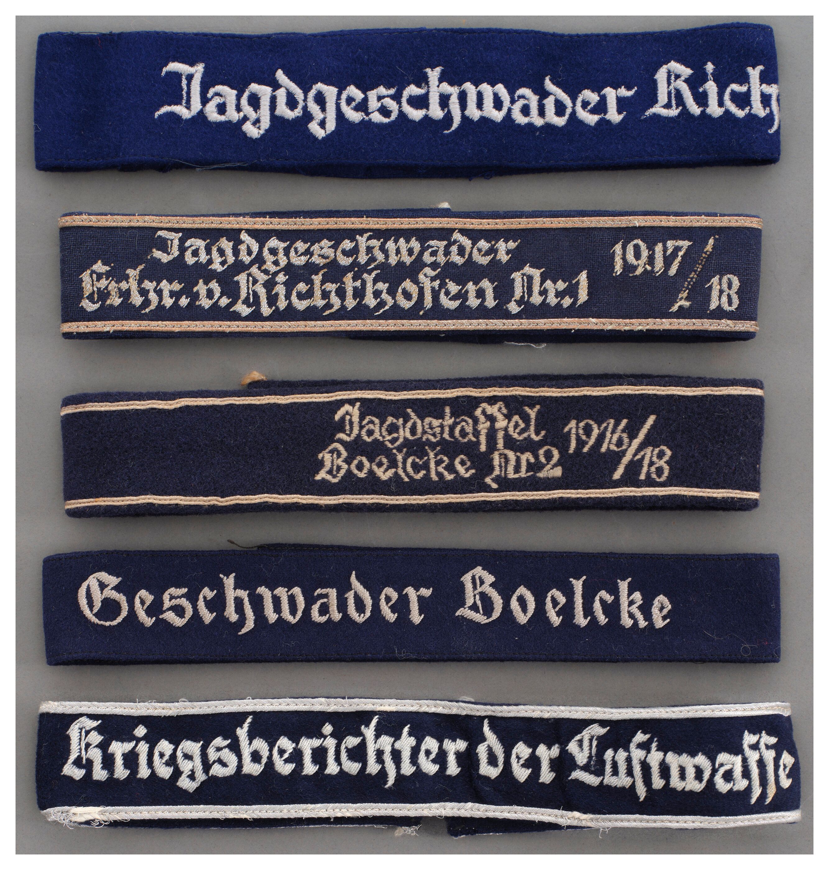 Five Published Luftwaffe Cuff Titles | Rock Island Auction