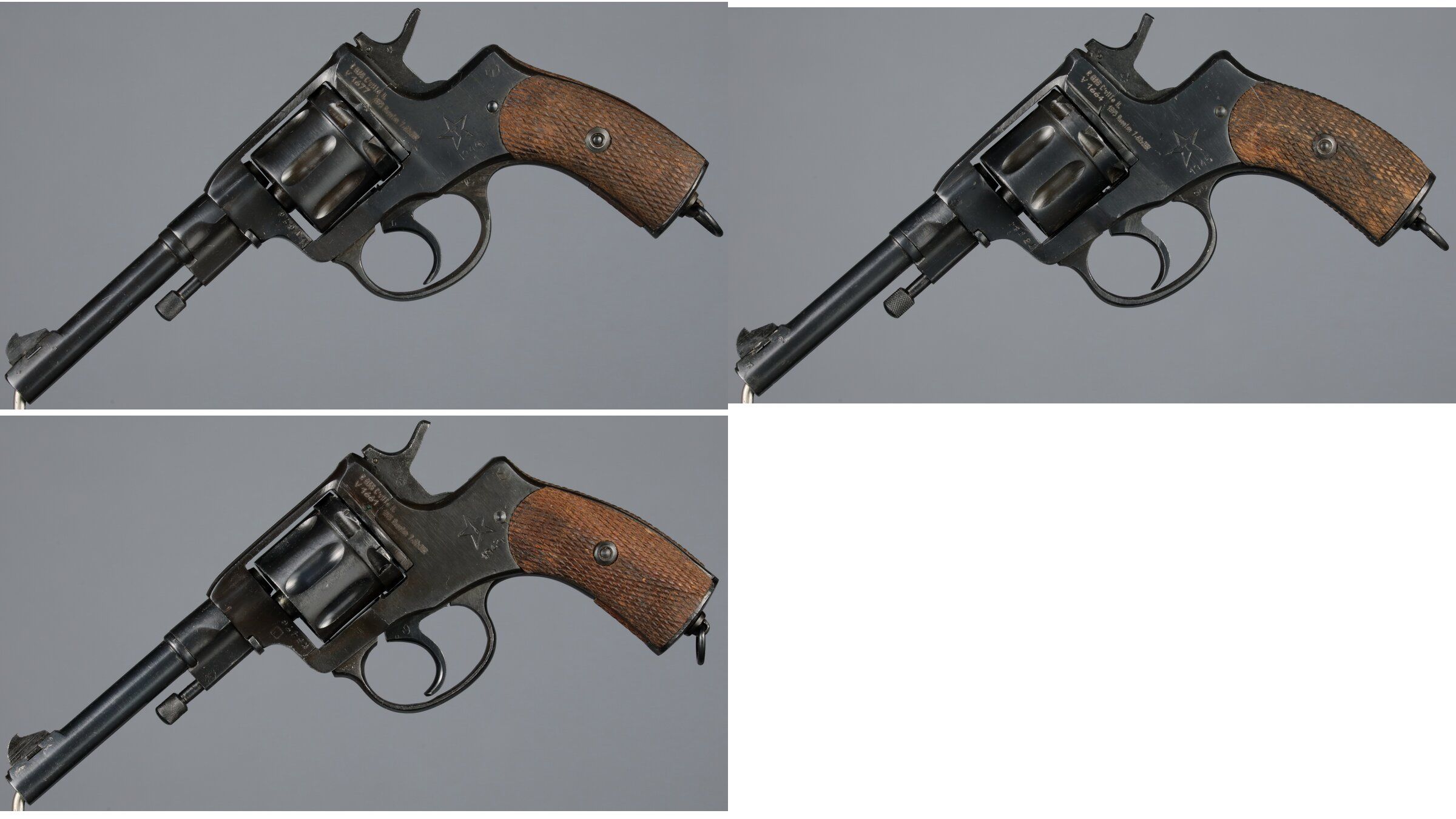 Three Soviet Model 1895 Nagant Revolvers with Holsters | Rock Island ...