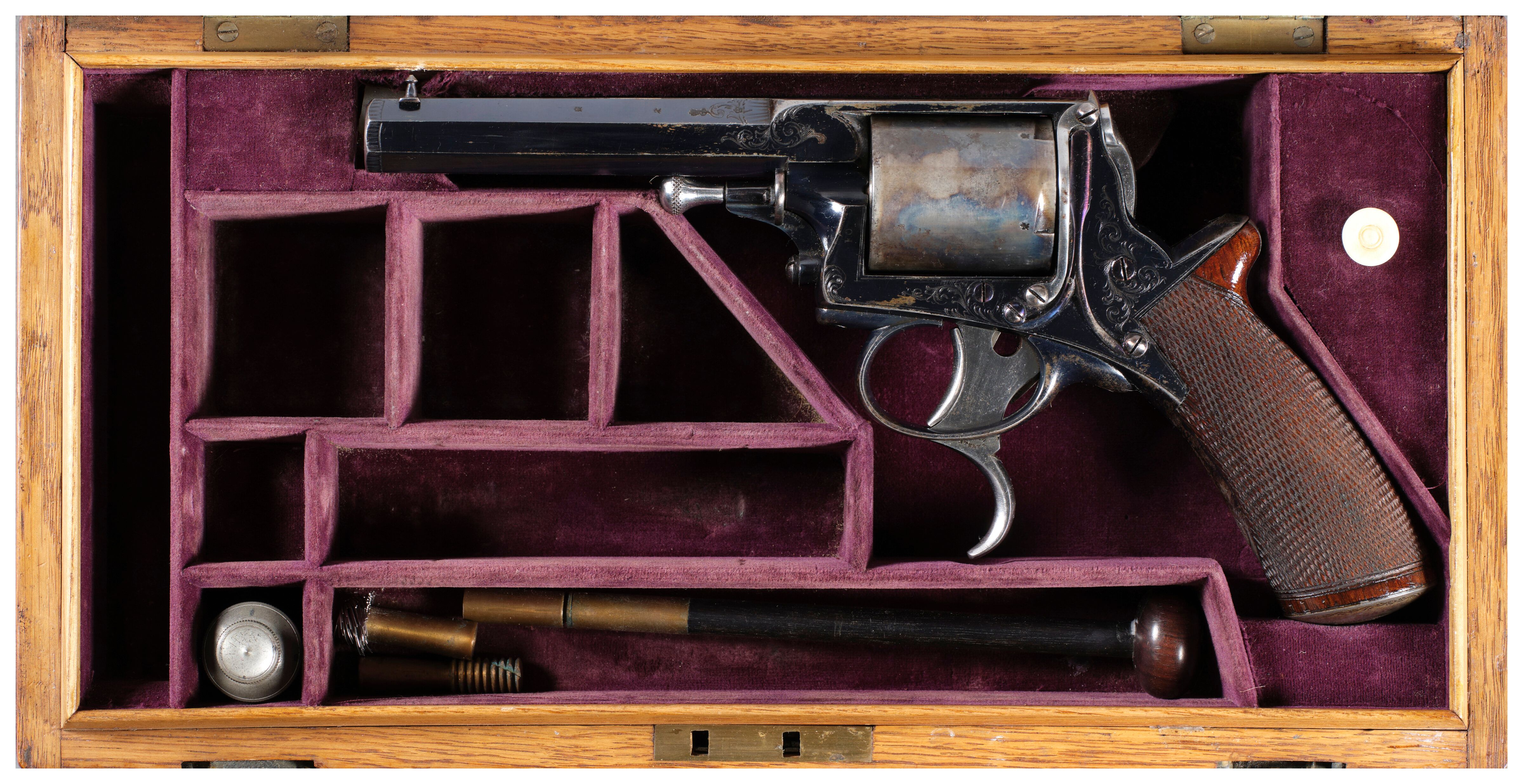 Cased Engraved Tranter Self-Cocking Centerfire Revolver | Rock Island ...