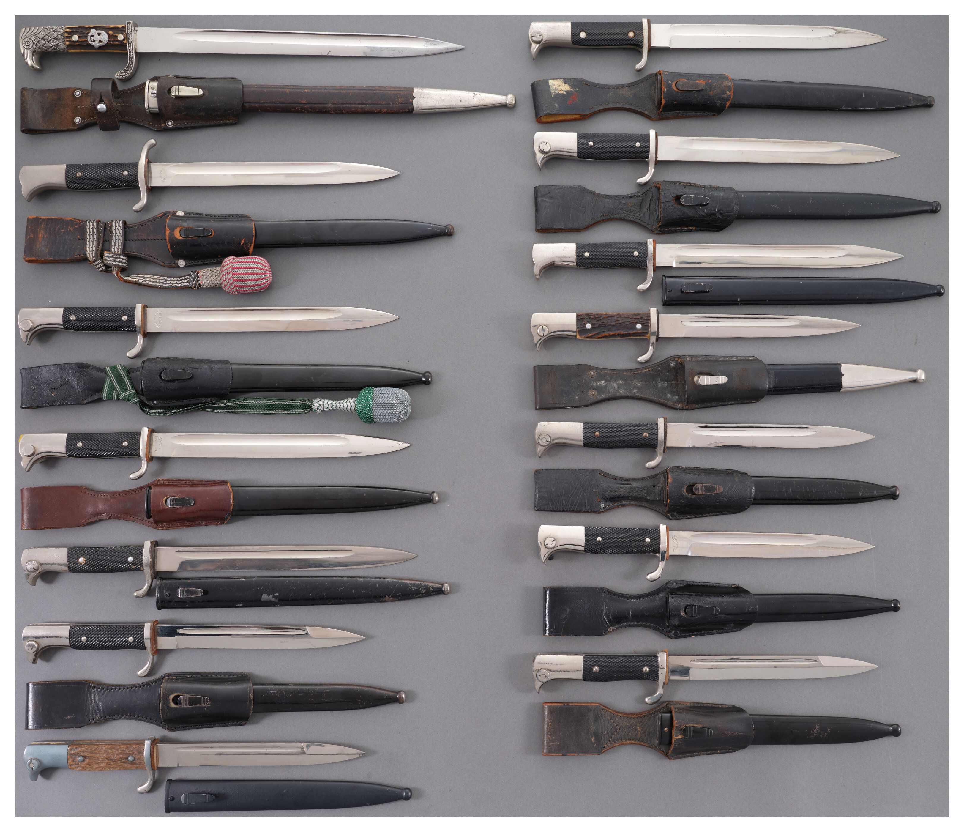 Fourteen German Parade Dress Bayonets/Knives with Scabbards | Rock ...