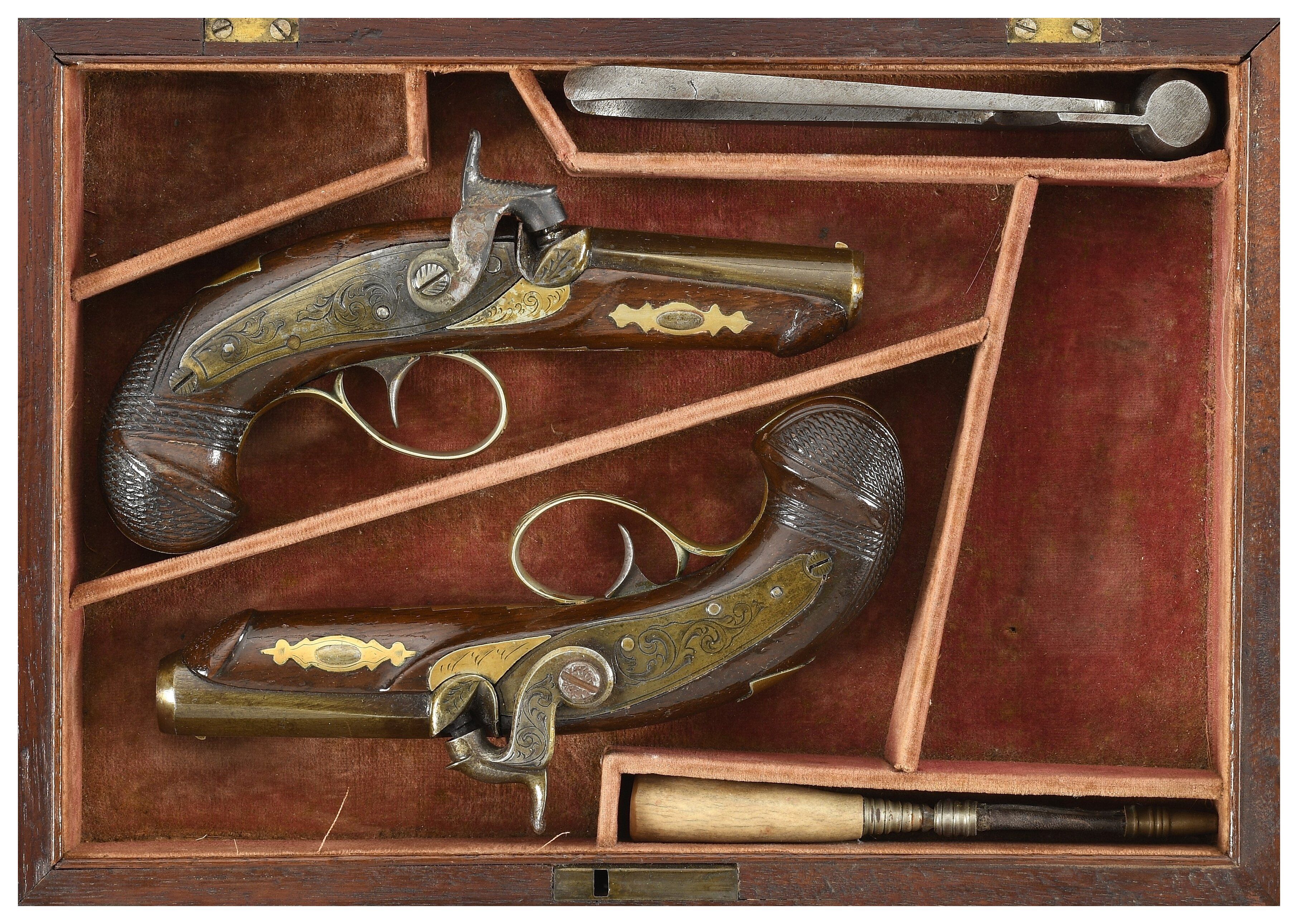 Pair of Engraved Derringer Pattern Percussion Pistols | Rock Island Auction